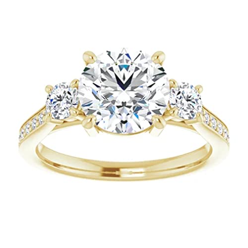 925 Silver,10K/14K/18K Solid Yellow Gold Handmade Engagement Ring 2 CT Round Cut Moissanite Diamond Solitaire Wedding/Gorgeous Gift for/Her Wife Rings