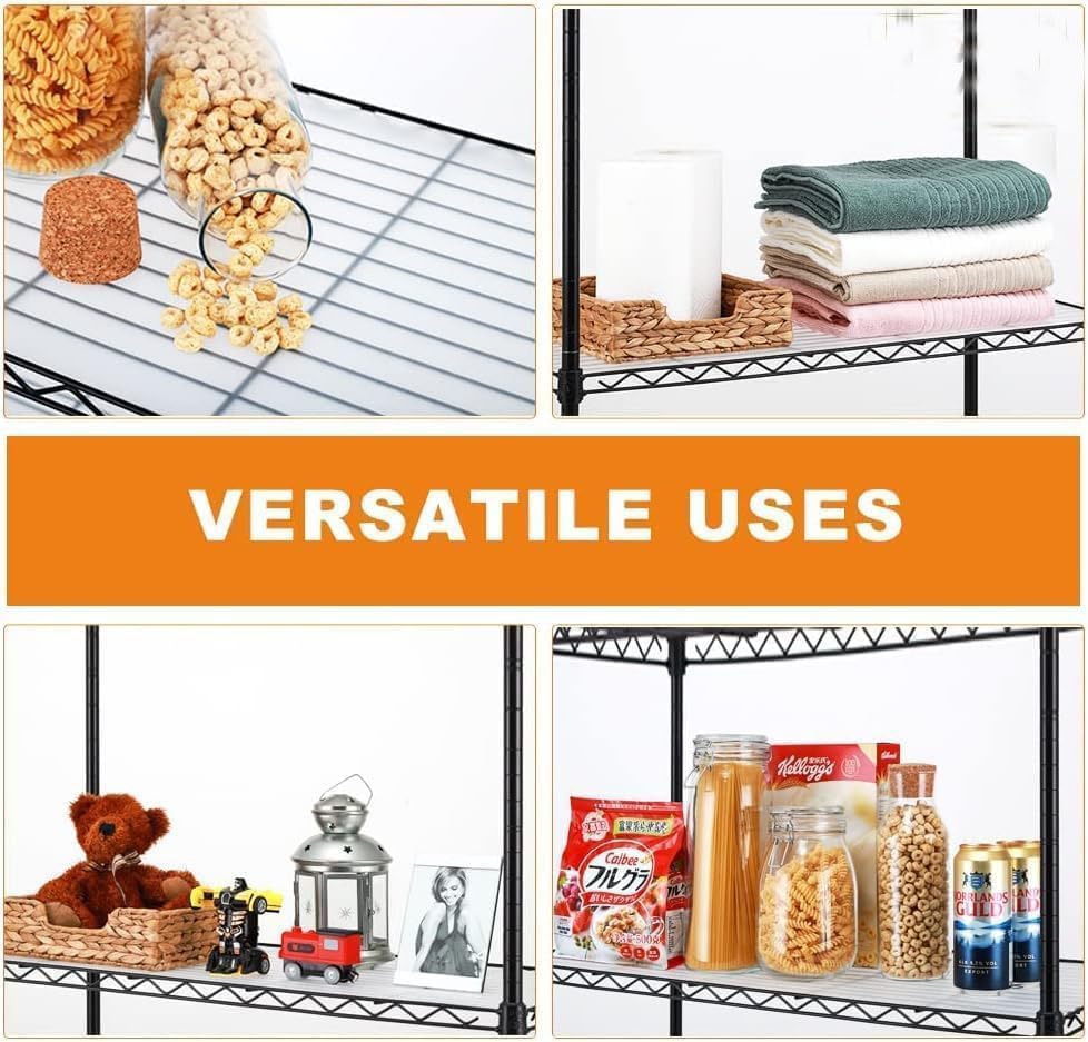 Catalina Creations 4-Shelf Shelving Unit, Adjustable Wire Shelving Rack with with Wheels, Heavy Duty Storage Shelves, Steel Organizer Wire Rack for Kitchen and Garage