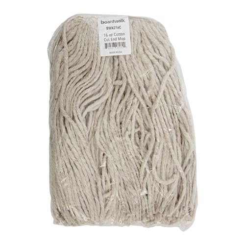 Boardwalk BWK216CCT 16 oz. Cotton Premium Cut-End Wet Mop Heads - White (12/Carton)