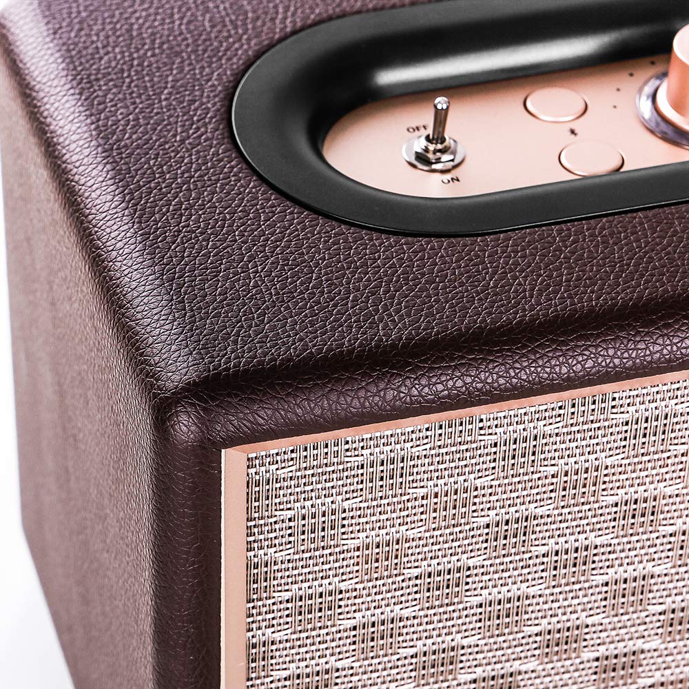 TEWELL Vintage Bluetooth Speakers with Bass Enhanced Technology, Wireless & 3.5mm Aux Input for Cellphone, AC Powered (Upgraded Version)