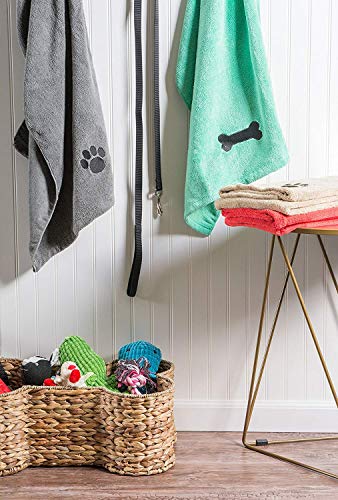Bone Dry Pet Grooming Towel Collection Absorbent Microfiber X-Large, 41x23.5", Embroidered Taupe