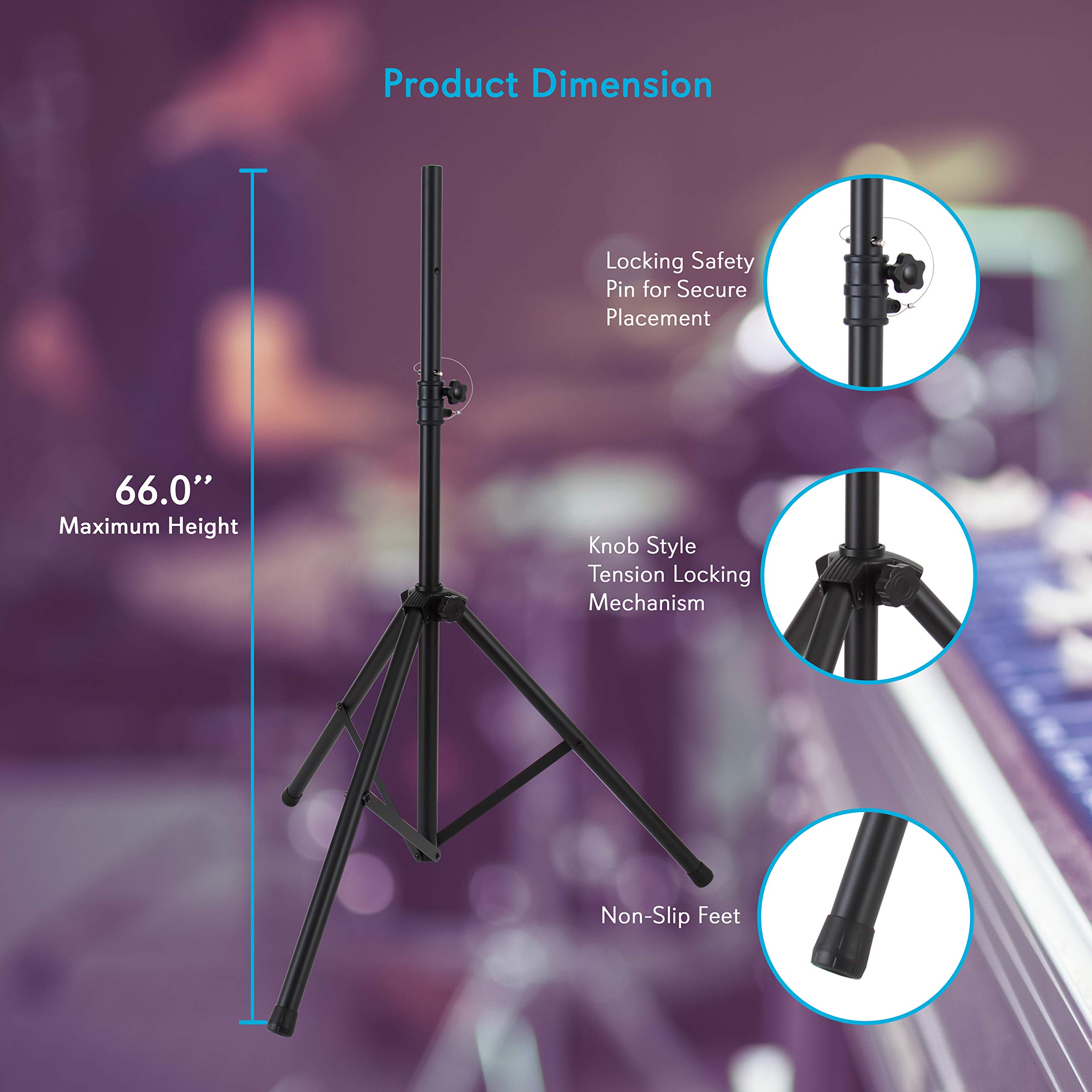 Behringer Europort PPA500BT 6-Channel Portable PA System with Bluetooth & Pyle Universal Stand Kit-Height Adjustable 3.6β -5.6β Tall Sound Equipment Tripod Mount for Speakers w/ 35mm Insert-Home
