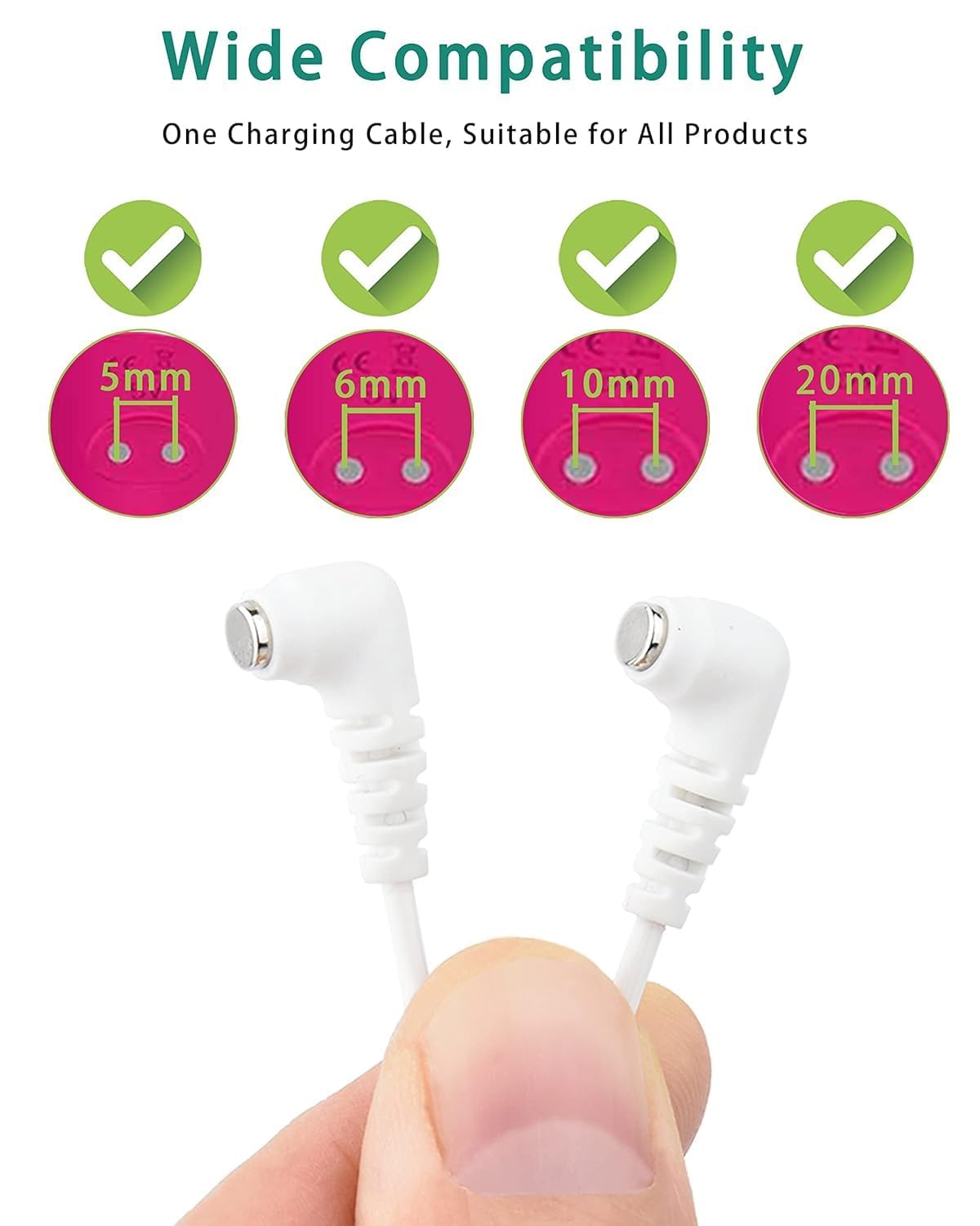 Bicmice Fast Magnetic Charger Cord for Rose and Most Magnetic Massagers DC Charging Cable with 2-Magnet Connector