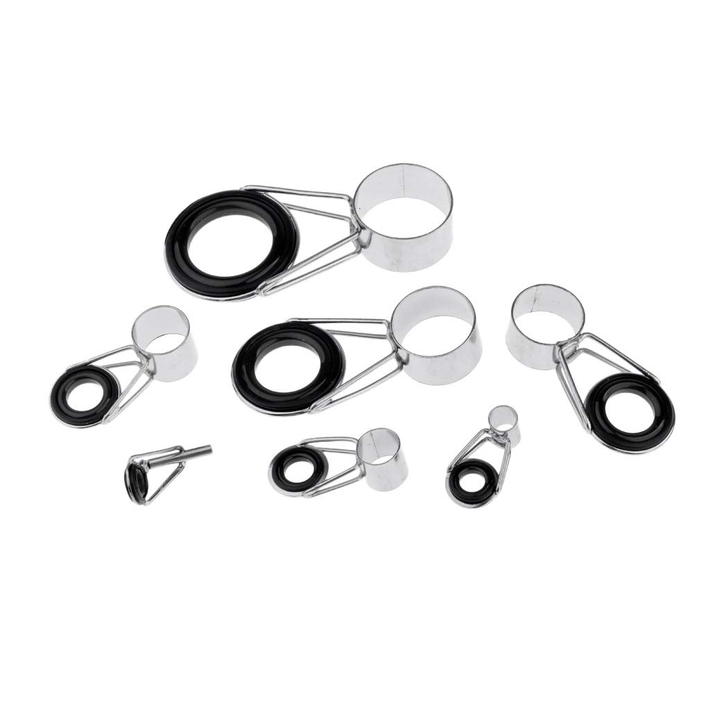 AFANGMQ 7 Pcs Fishing Rod Guide Stainless Steel Frame Ceramic Rings Telescopic Surf Casting Spinning Rod Guides Spare Tips Accessories