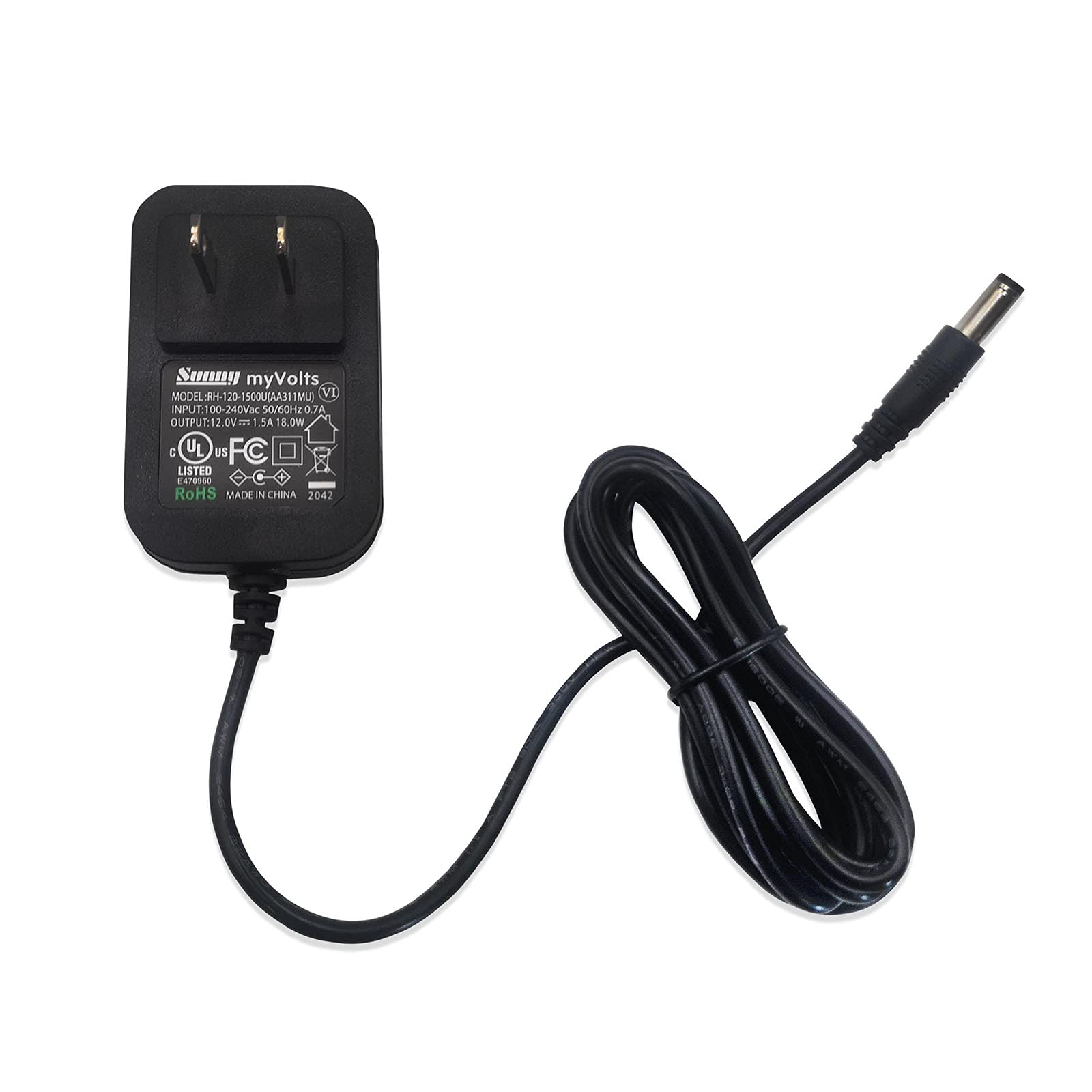 MyVolts 12V Power Supply Adaptor Compatible with/Replacement for Seagate SRD00F2, 9ZH9P9-RAA, 9SF2A8-500, SRD0SD1, SRD0SD0, SRD0PV1 External Hard Drive - US Plug with Extension and ON/Off Switch