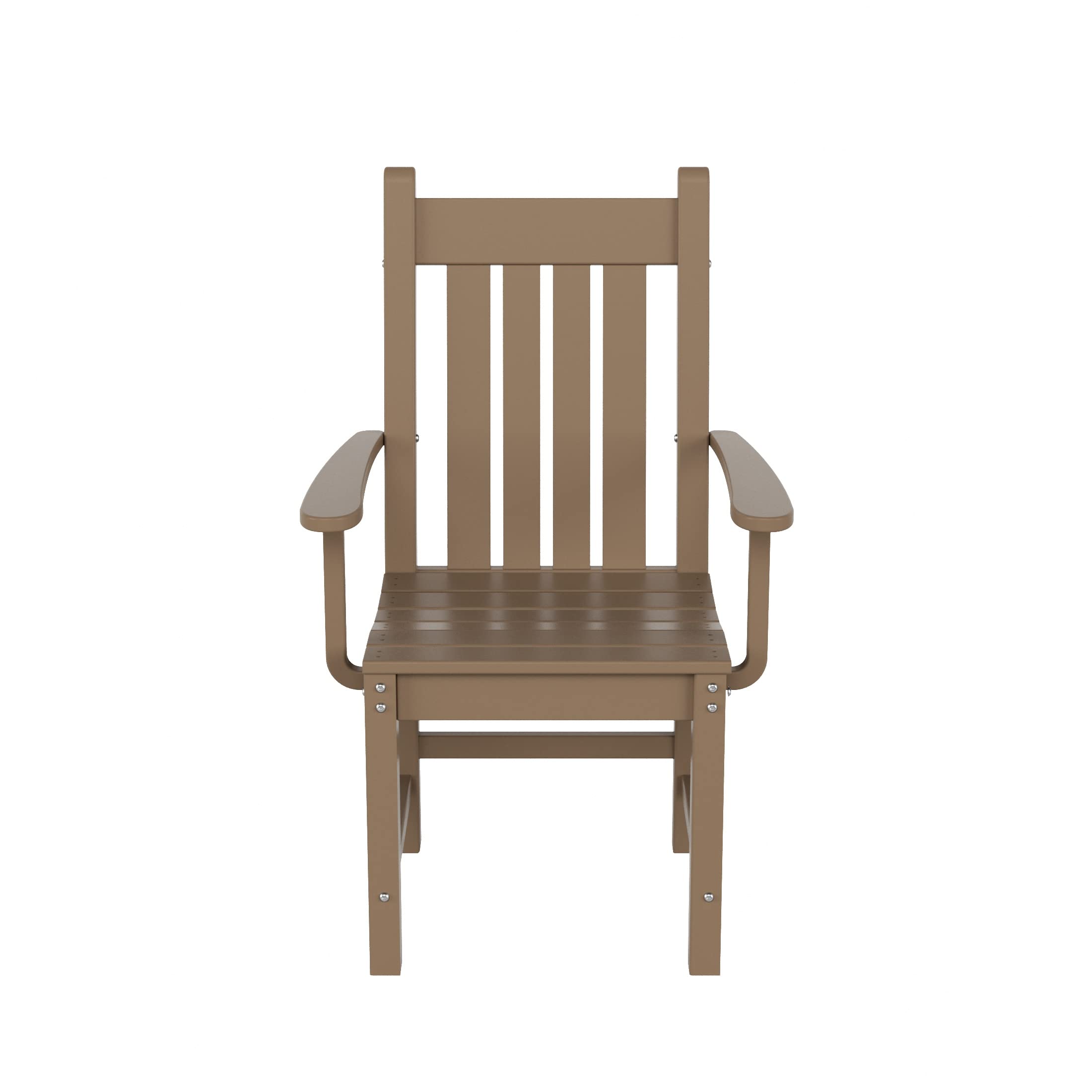 WestinTrends Malibu Classic Outdoor Dining Chairs with Arms, All Weather Poly Lumber Adirondack Patio Chairs Restaurant Bistro Chairs Support 350 LBS, Arched Backrest and Curved Seat, Weathered Wood