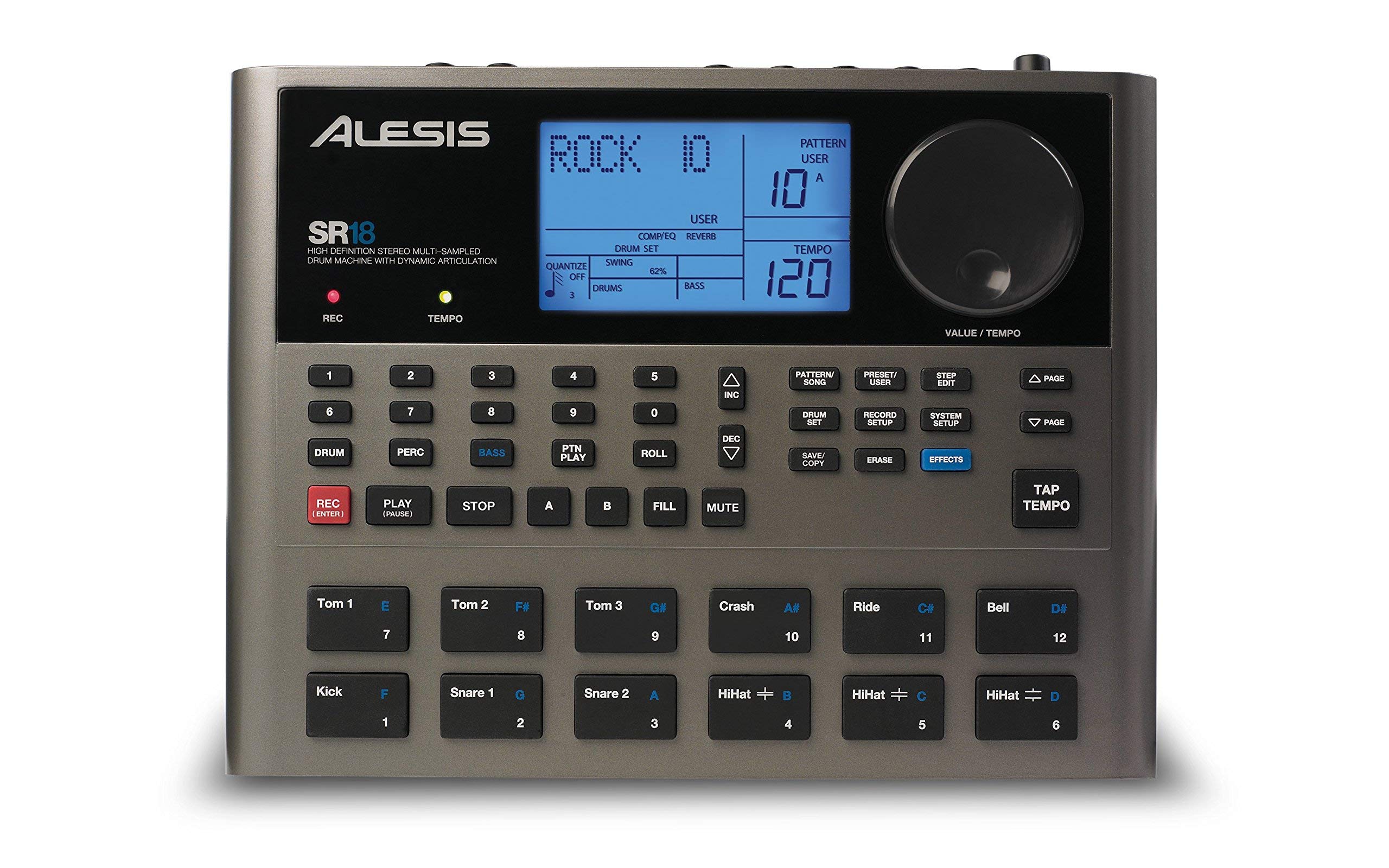 Alesis SR-18 | Studio-Grade Standalone Drum Machine With On-Board Sound Li-brary, Performance Driven I/O and In-Built Effects / Processors (Renewed)