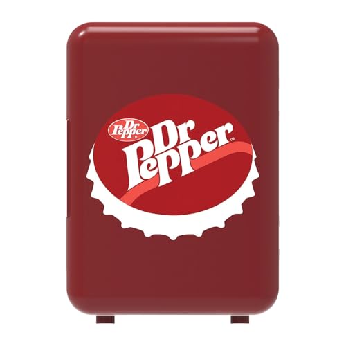 CURTIS MIS153DRP Dr. Pepper Retro Mini Portable Compact Personal Fridge Cooler, 4 Liter Capacity, 6 Cans, Makeup, Skincare, Freon-Free & Eco Friendly, Maroon
