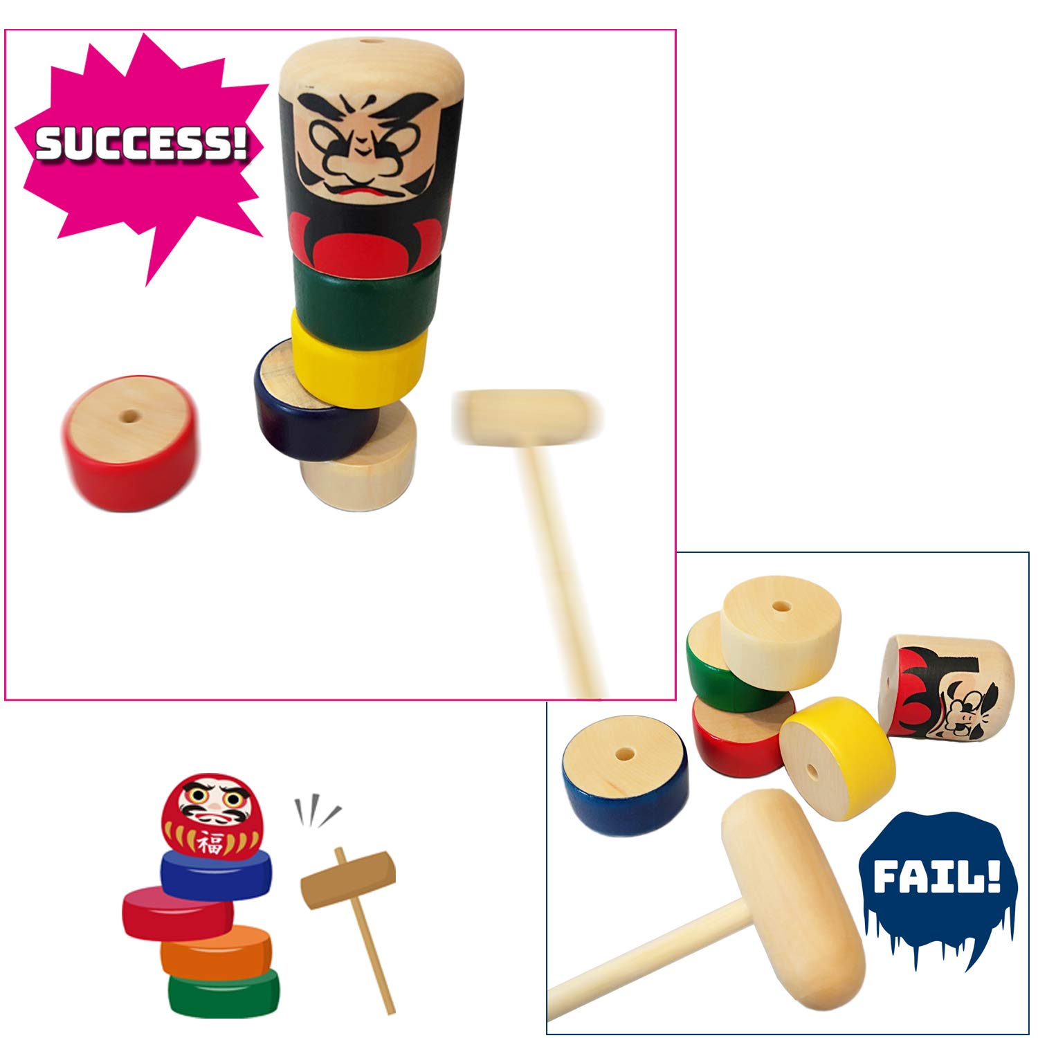 Daruma Otoshi Japanese Traditional Toy (7inch)