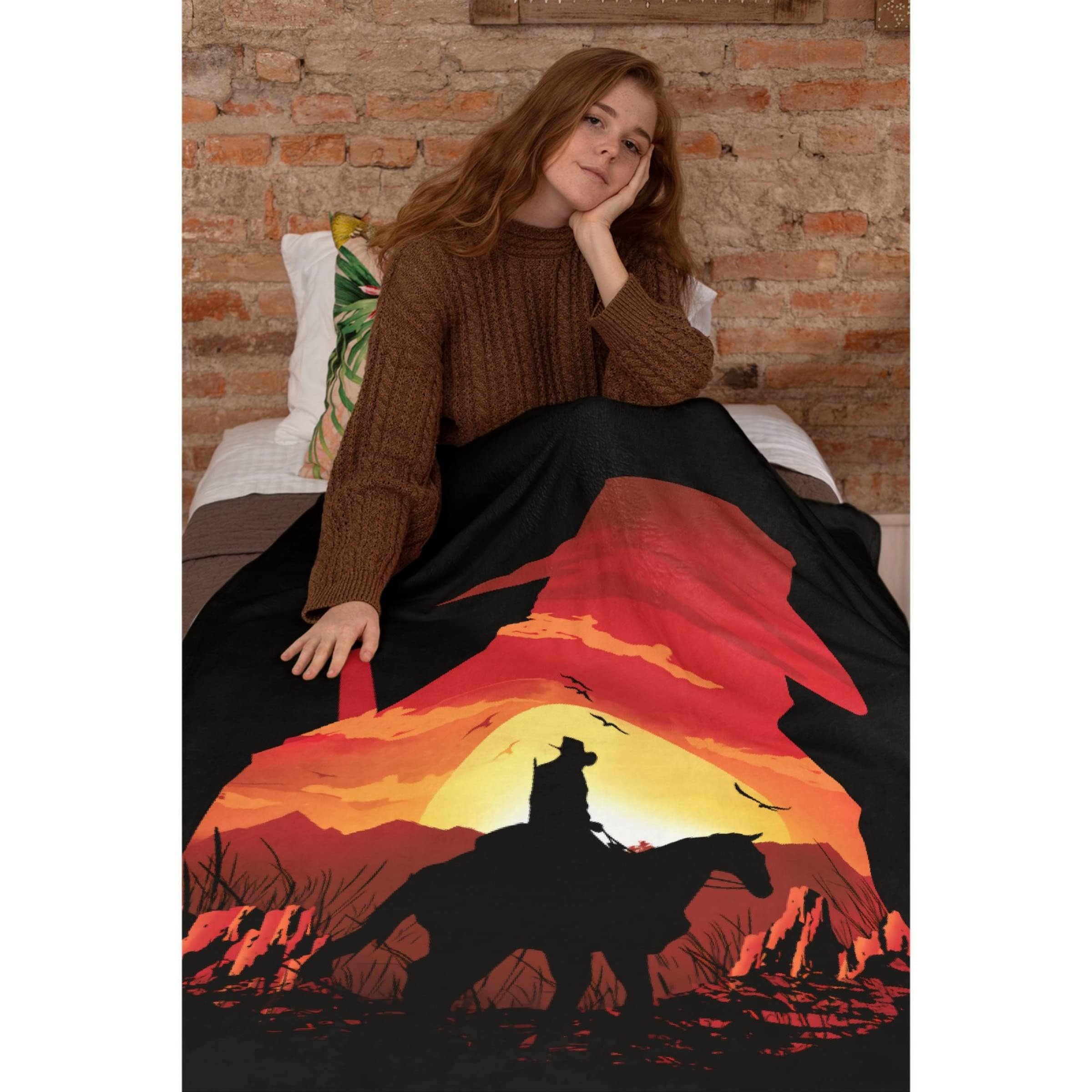 BEINECKE Dead Redemption 2 Blanket Super Soft Cozy Warm Fleece Throw Blanket Fluffy Plush Lightweight Bedding Quilts for All Season Bed Sofa Couch 60"x50" Medium for Boys Girls