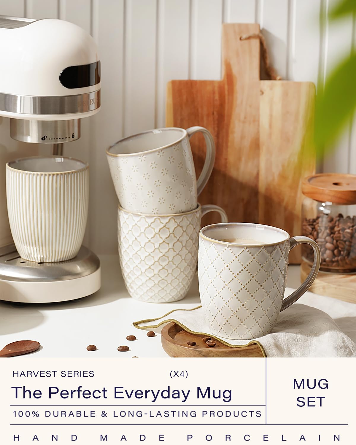 getstar Coffee Mugs Set of 4, Ceramic 18 oz Coffee Mug Microwave and Dishwasher Safe, Coffee Cups Ceramic with Big Handle