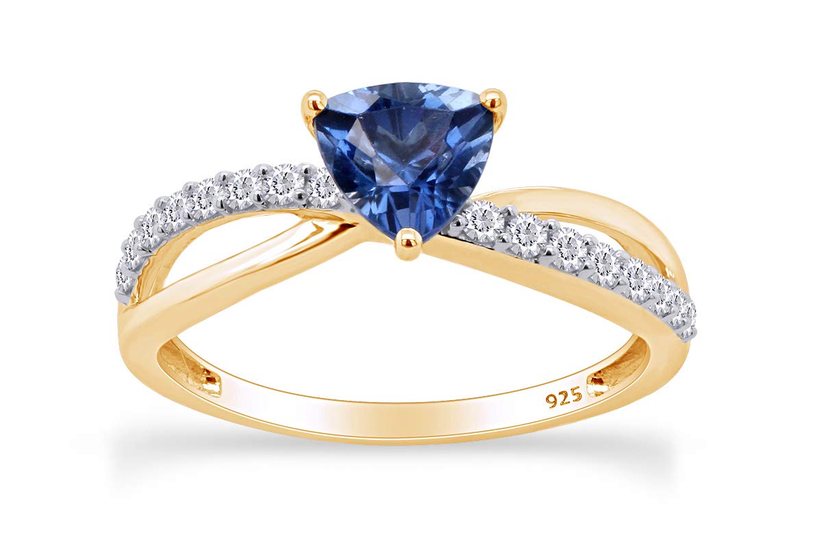 AFFY 1 1/4 Carat Simulated Tanzanite & White Sapphire Infinity Womens Ring In 14k Yellow Gold Over Sterling Silver (1.25 Cttw) Ring Size- 7