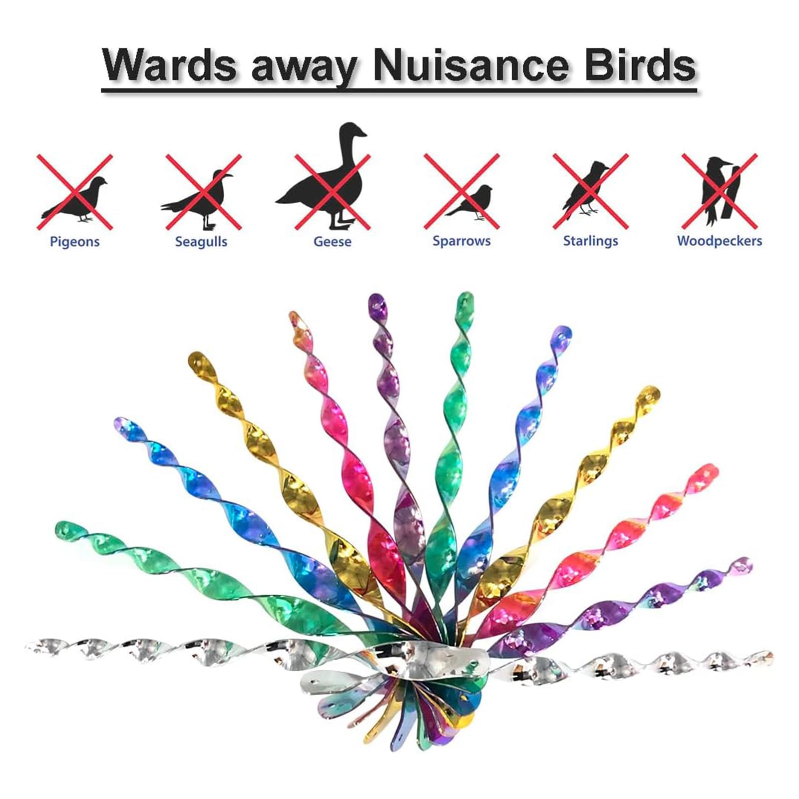 Bird Scare Devices, Reflective Bird Scare Rods Reflector Deterrent to Keep Birds Away from House Patio, 12 Pack