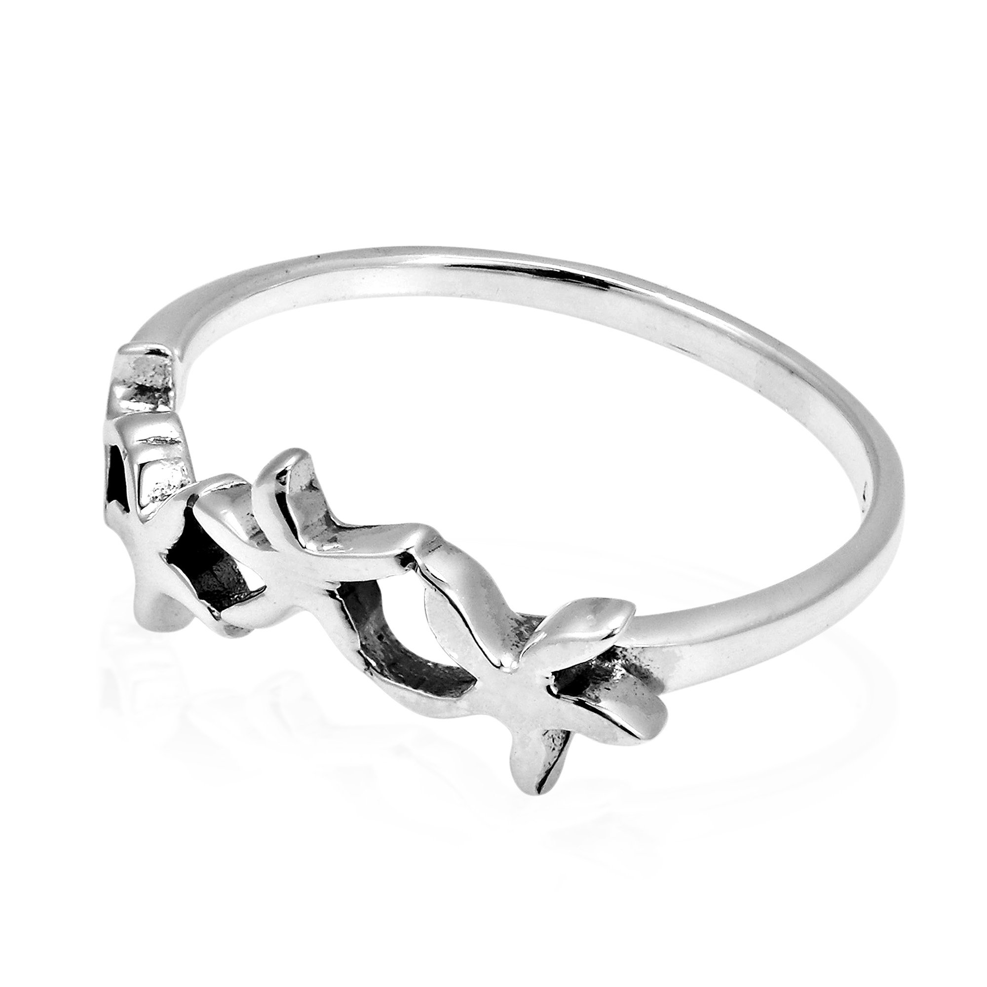 AeraVida Beach Tropical Hawaiian Linked Starfish .925 Sterling Silver Ring (8)