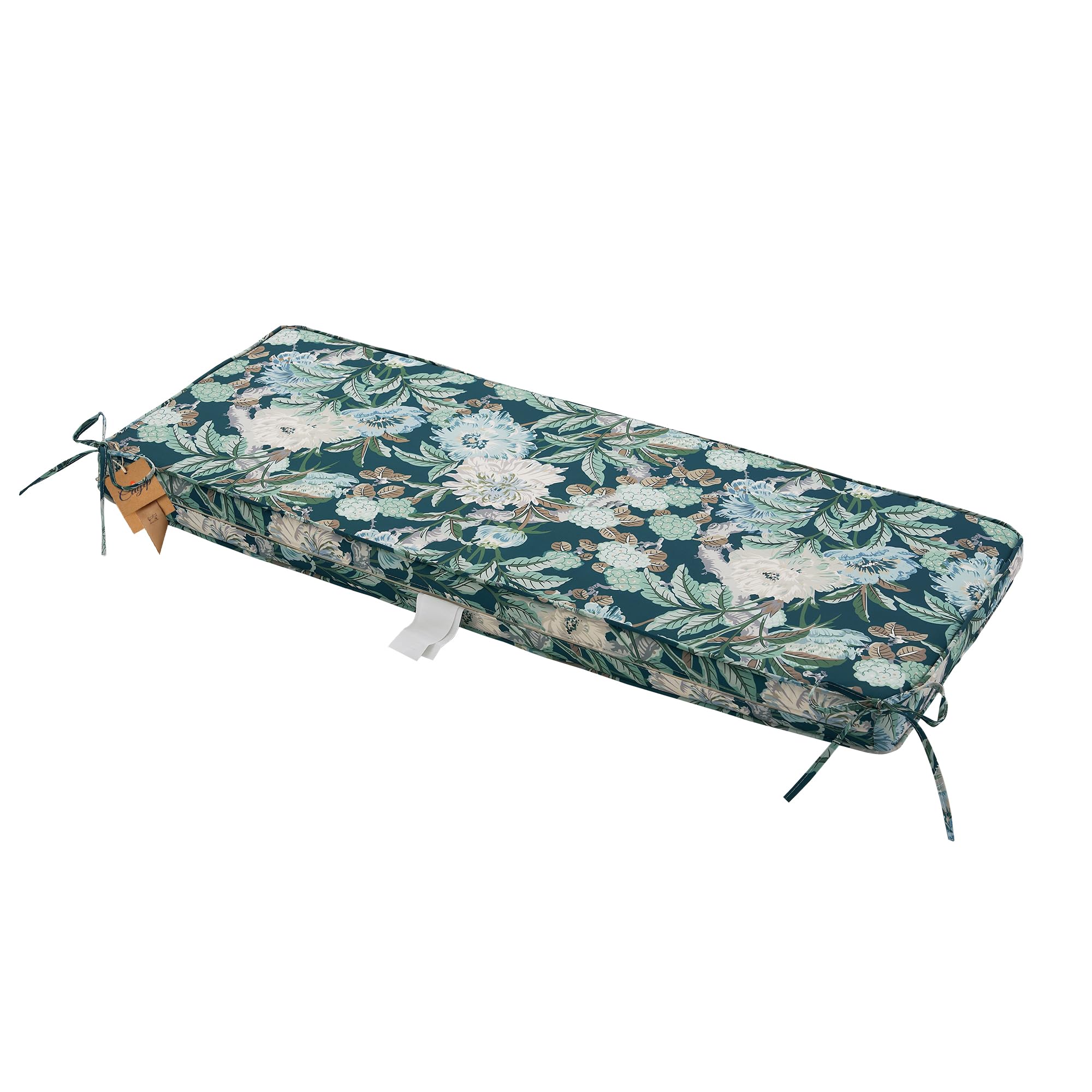 CAYIP Bench Lounger All Weather Chair Outdoor Bench Cushions with Seat and Back Wicker Tufted Patio Pillow for Outdoor Furniture,Floral,White Peony