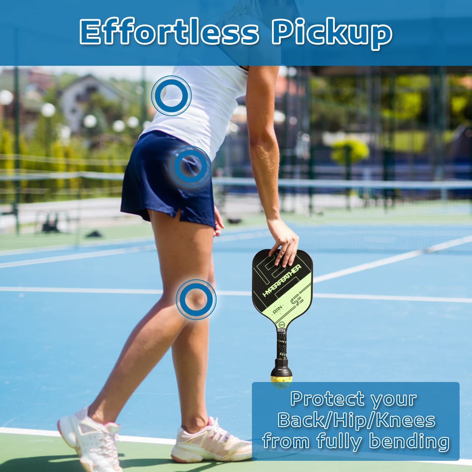A11N Pickleball Ball Retriever, Attaches to Pickleball Paddles Bottom, Fits Standard Paddles, 2 Pack