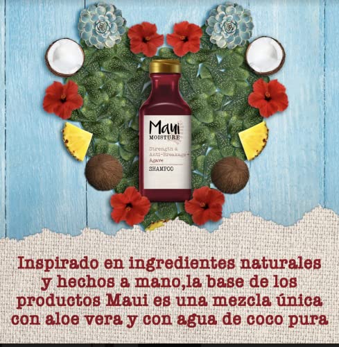 Maui Moisture Strength & Anti-Breakage + Moisturizing Agave Shampoo for Color Treated or Chemically Damaged Hair, Vegan, Silicone- & Paraben-Free with Sulfate-Free Surfactants, 13 fl oz