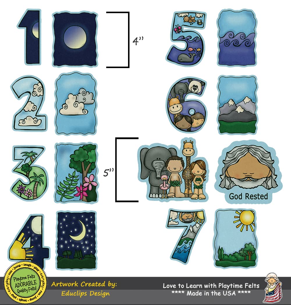 Days of Creation Bible Felt Set | 16 PRECUT & Ready to Play Colorful & Durable Bible Felt Figures for Toddlers, Preschool & Kindergarten | Reusable Bible Felt Board Stories