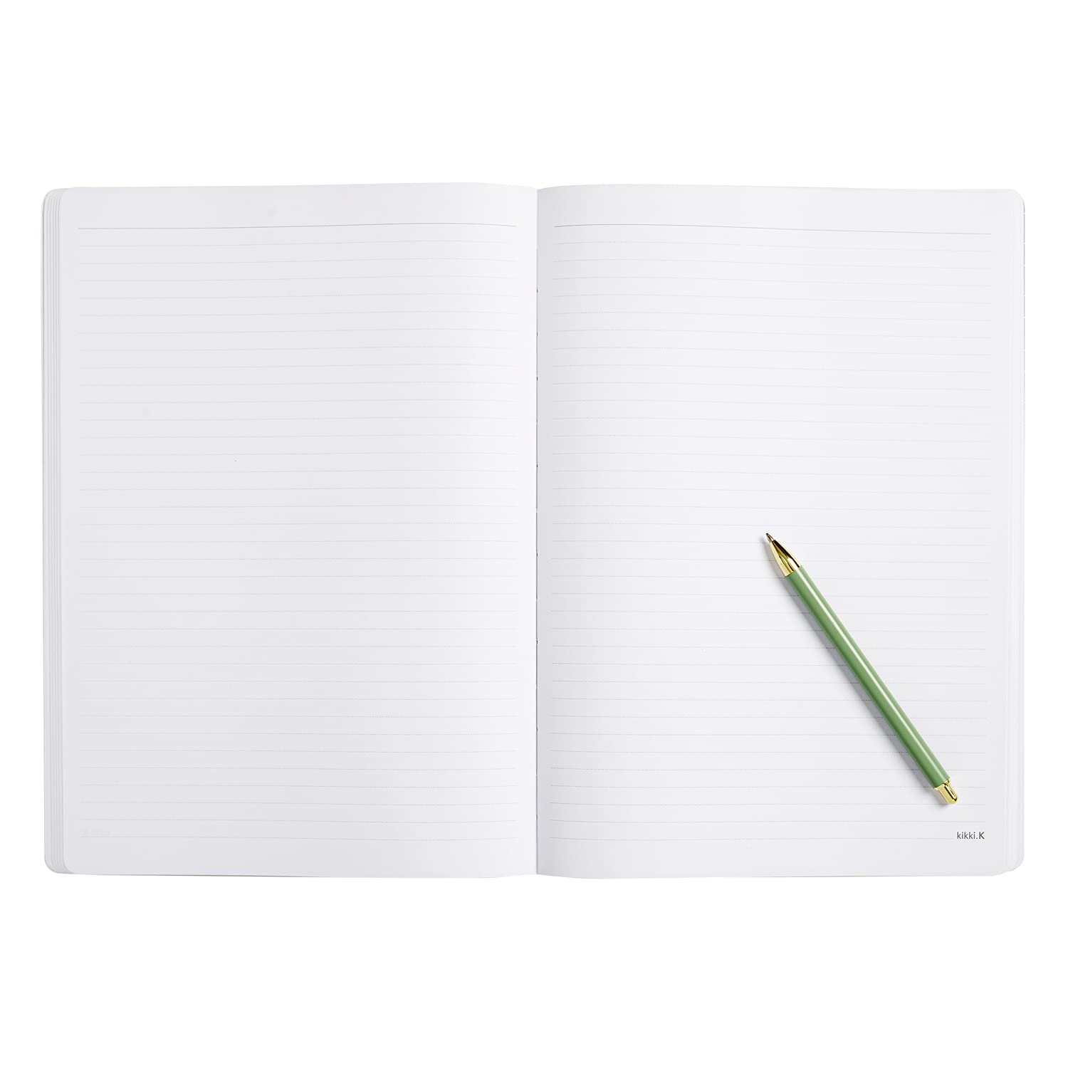 A4 Lined Notebook - Thyme: Essentials. 152 Pages of Quality Lined Paper. Fits All A4 Refillable Items. Fabric Spine with Gold Foil Detailing by kikki.K