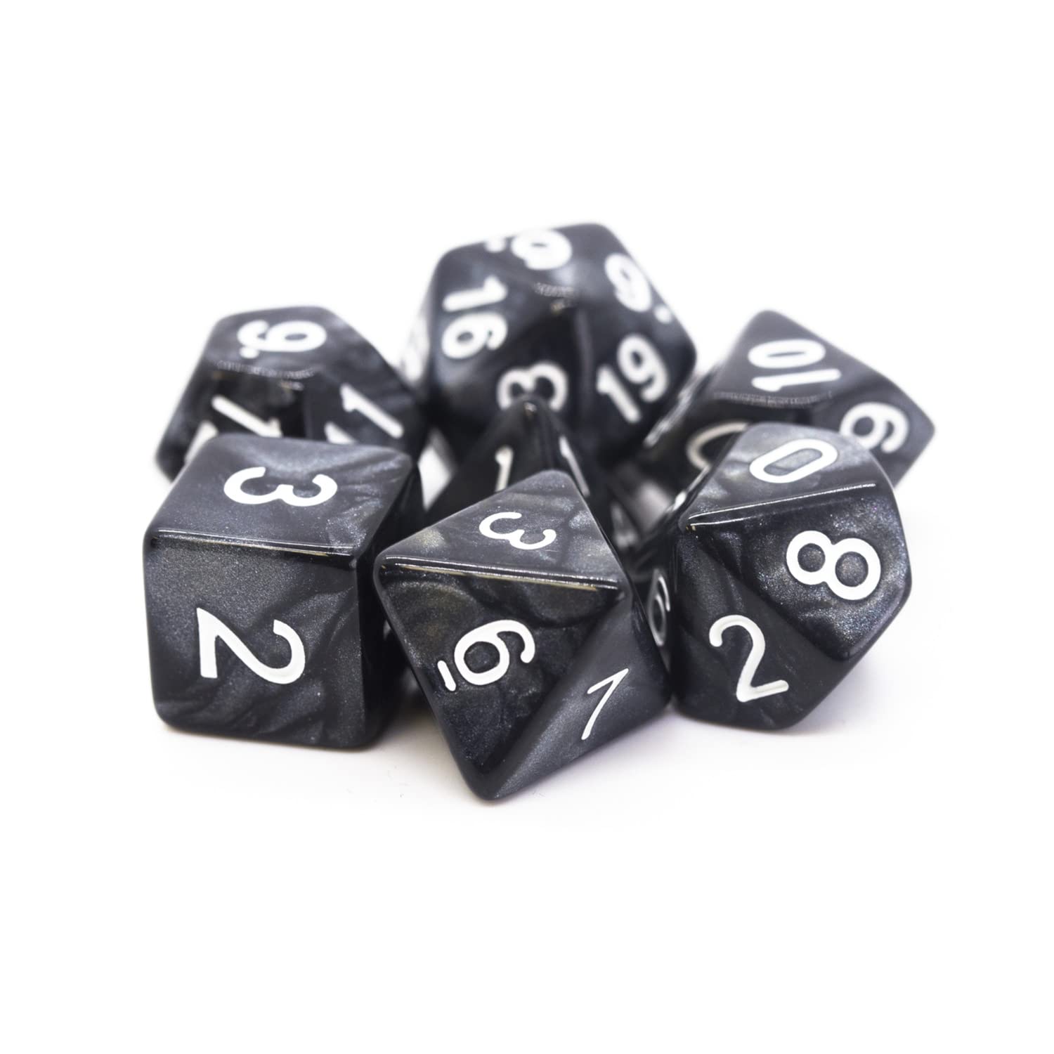 Old School RPG Dice Set: Pearl Drop - Black