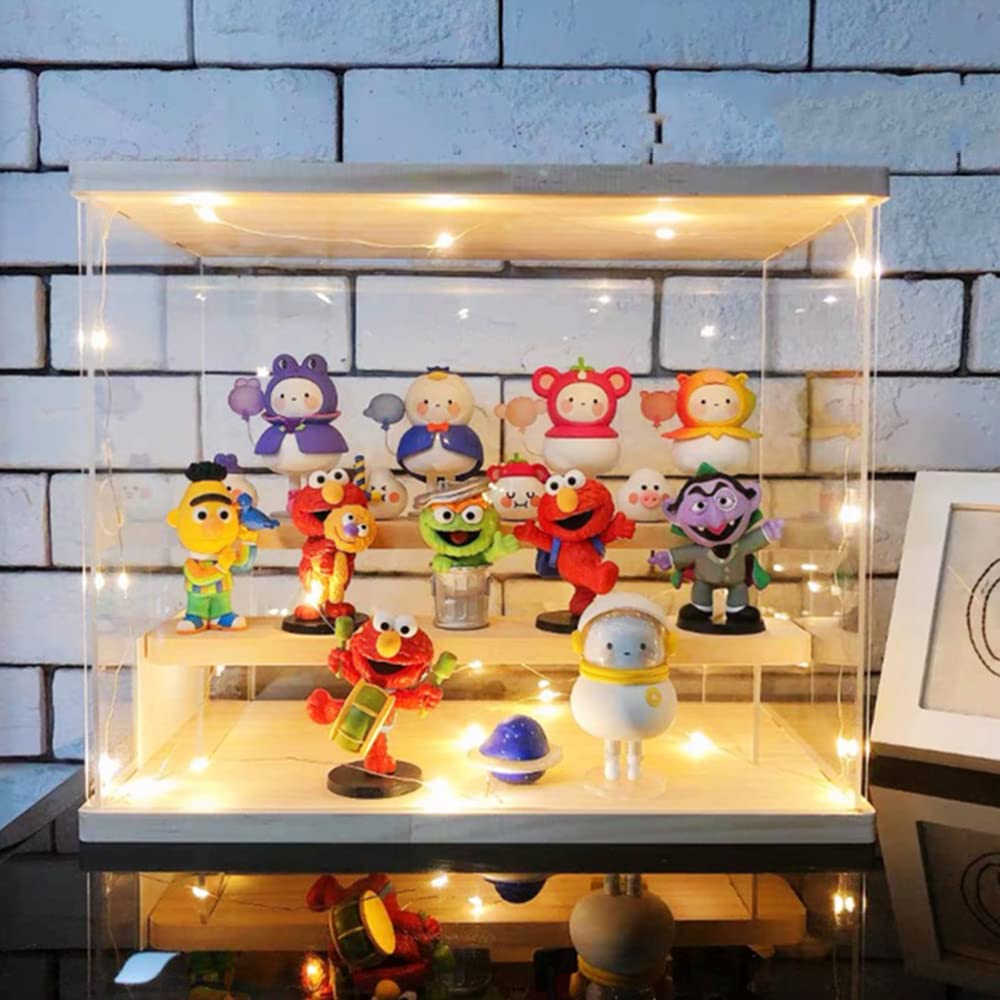Display case for Action Figures with 2 Tier Large Storge Box,Doll Display case with Door for Figure Collectibles,Funko pop,Pop Figures,Mini Figure,Acrylic Perfume Stand(12" W x 3.9" D x 11.4" H)