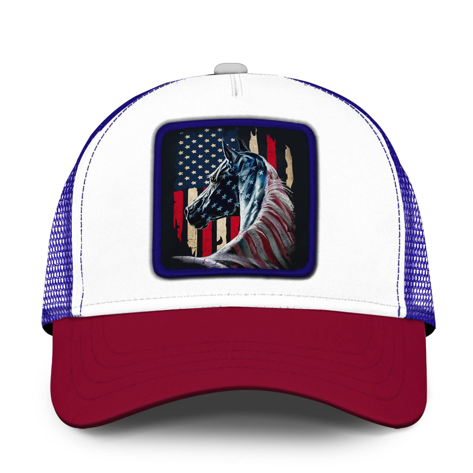 Asvance Trucker Hat - American Horse Mesh Back Baseball Cap for Mens - USA Horse Embroidered Hats - Gift for Dad