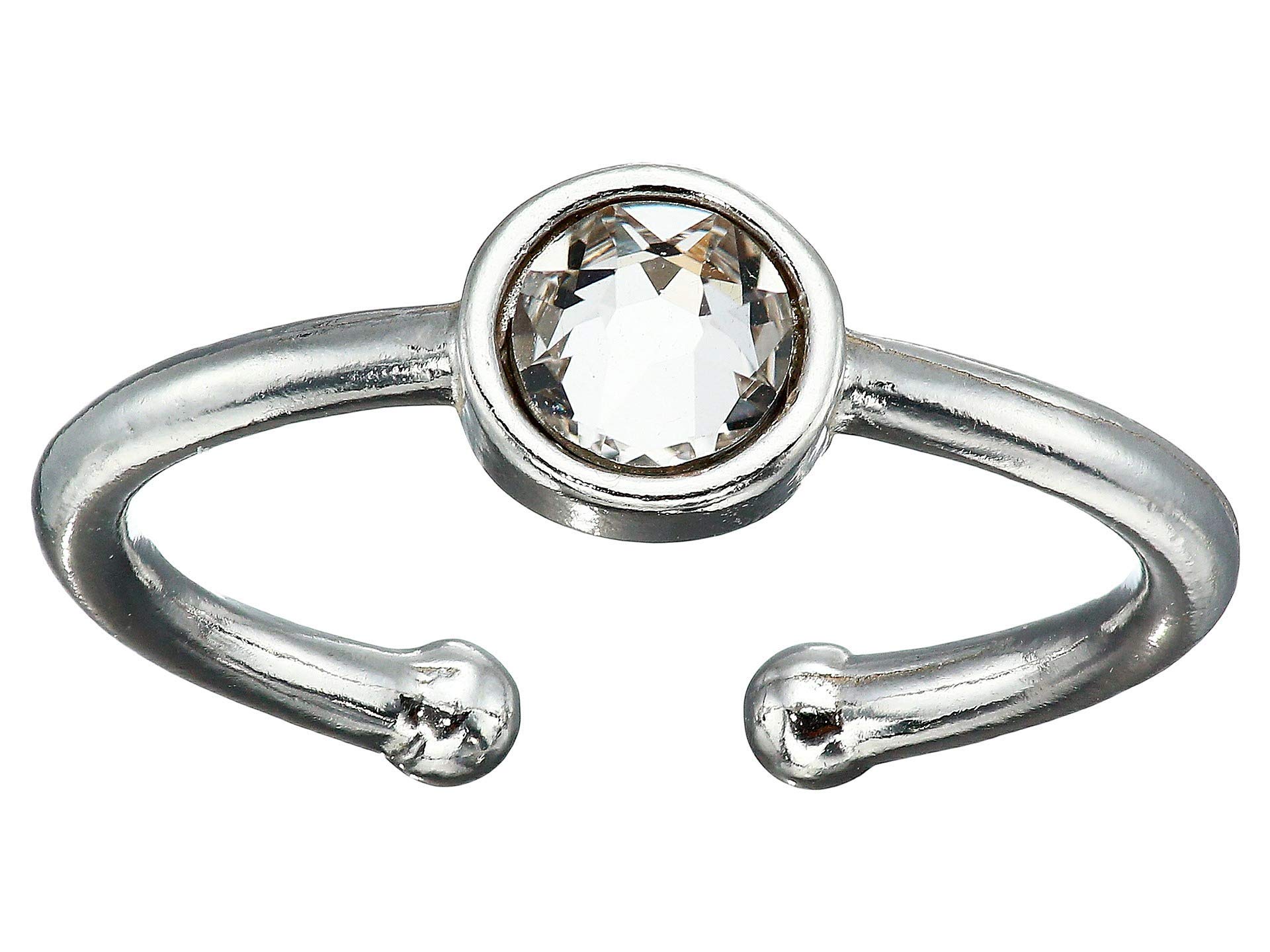 Alex and Ani Birthstones Adjustable Ring for Women, Clear Crystal for April, 925 Sterling Silver, Fits Ring Sizes 6 to 9,One Size