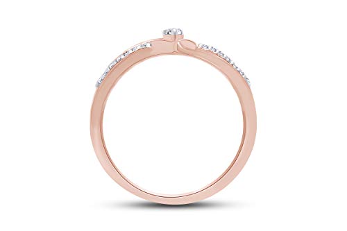 AFFY Round Cut Natural White Diamond Split Shank Heart Promise Bypass Engagement Ring In 14k Gold Over Sterling Silver (0.10 cttw, Color- I-J, Clarity- I2-I3) Gift For Her