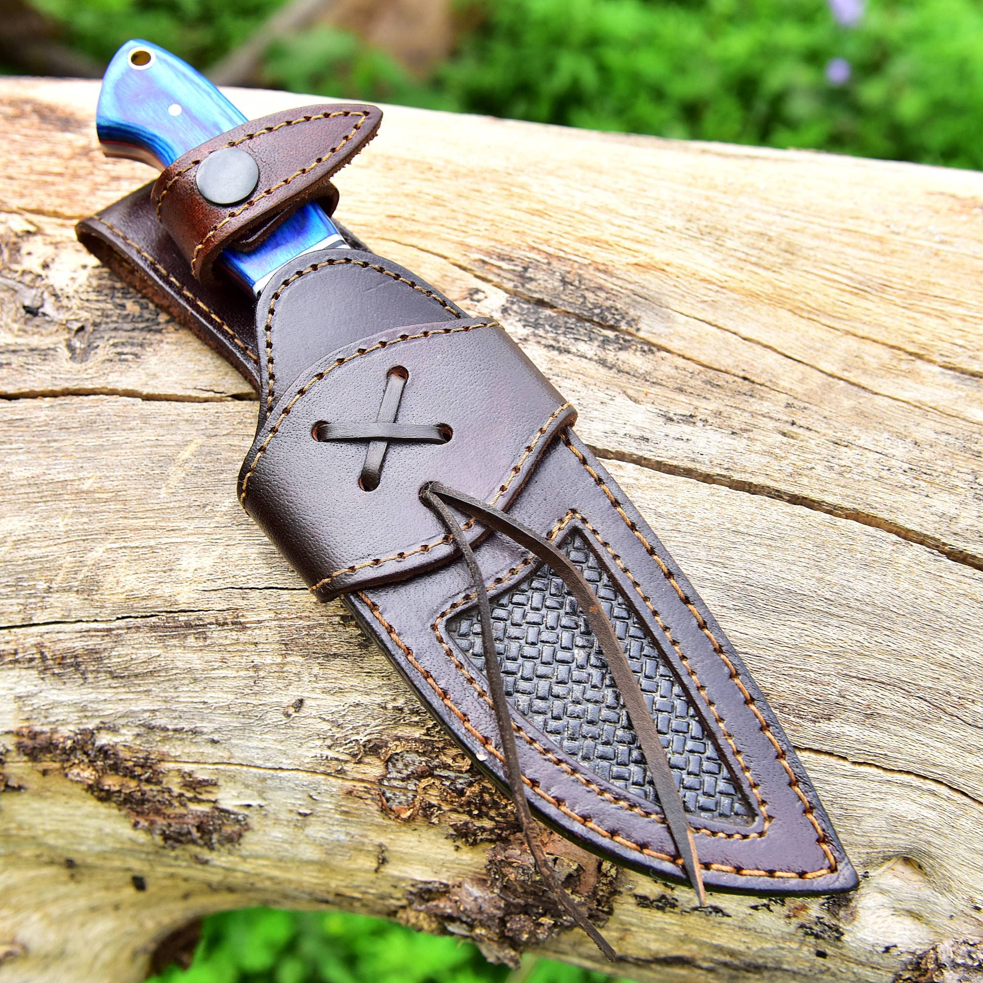 AA Knives Handmade Damascus Steel Hunting knife with Leather Sheath β 9 Inches Fixed Blade Bushcraft Knife with Micarta Handle - Perfect for Survival, Hunting and Camping