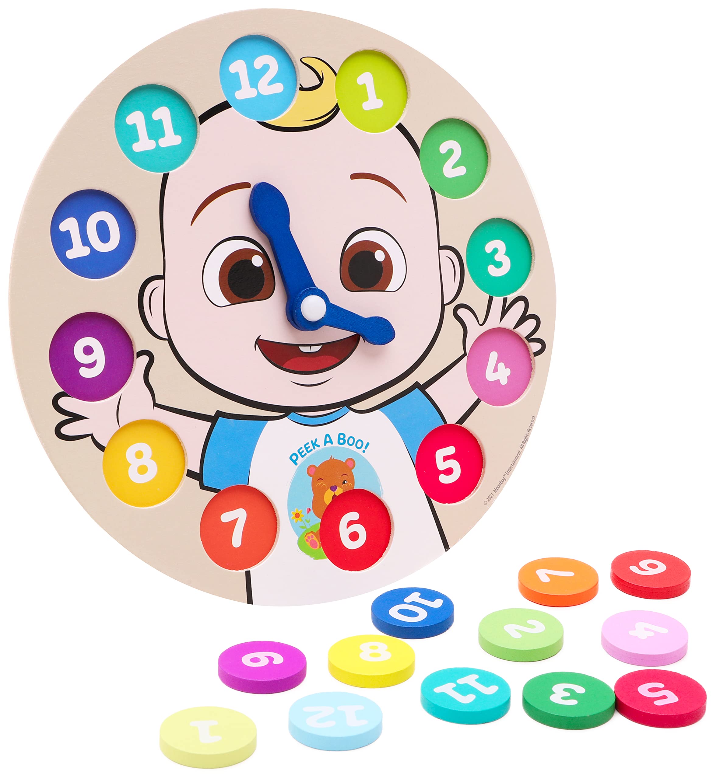 Toyland® Cocomelon Wooden Learning Clock Puzzle - Learn to Tell The Time - Toddler Toys Age 3+