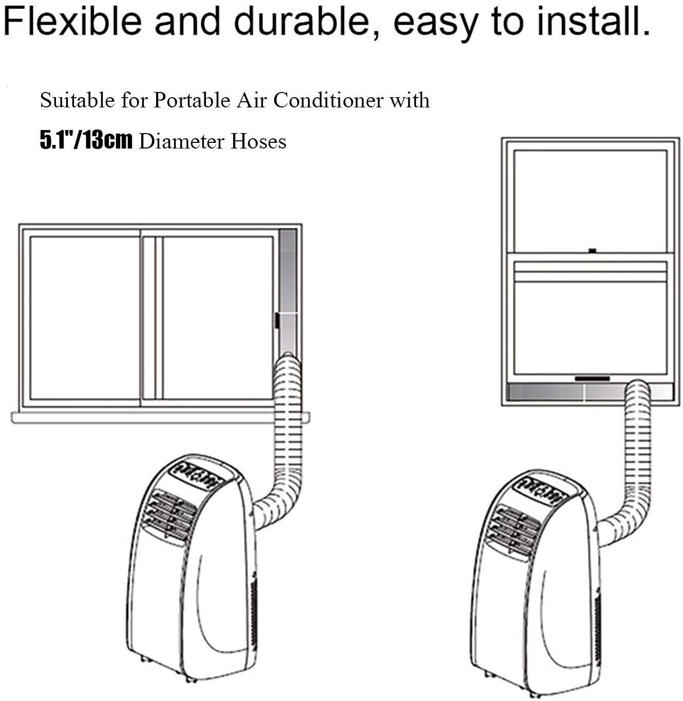 Portable Air Conditioner Window Seal Kit, Adjustable Length Window Slide Kit Plate for Portable AC Hose with 5.1" Diameter