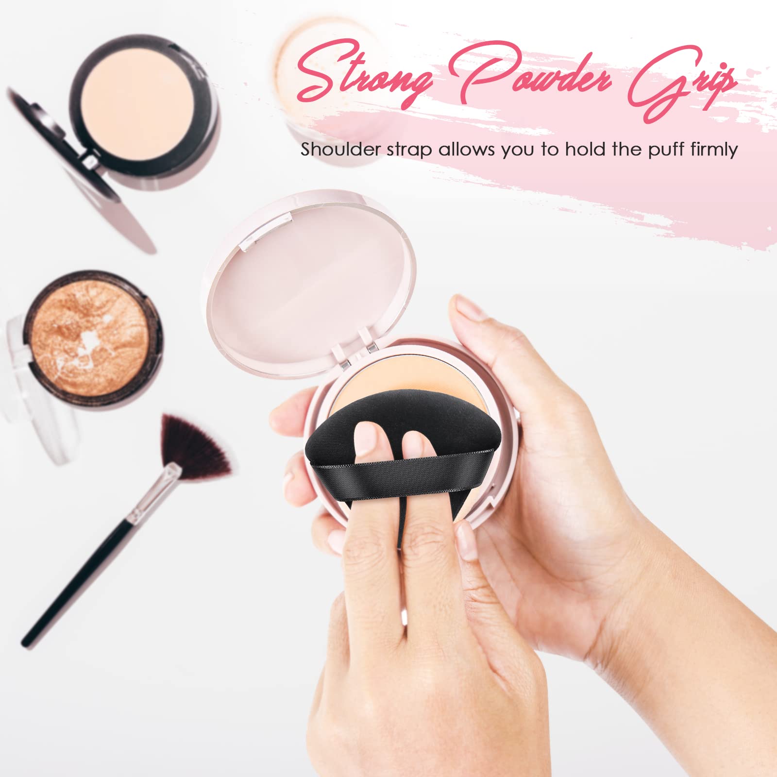 AMMON 4 Pieces Powder Puff,Triangle Soft Makeup Powder Puff,Face Makeup Sponge Puff Velour Makeup Puff for Loose Mineral Powder Cosmetic (Black)