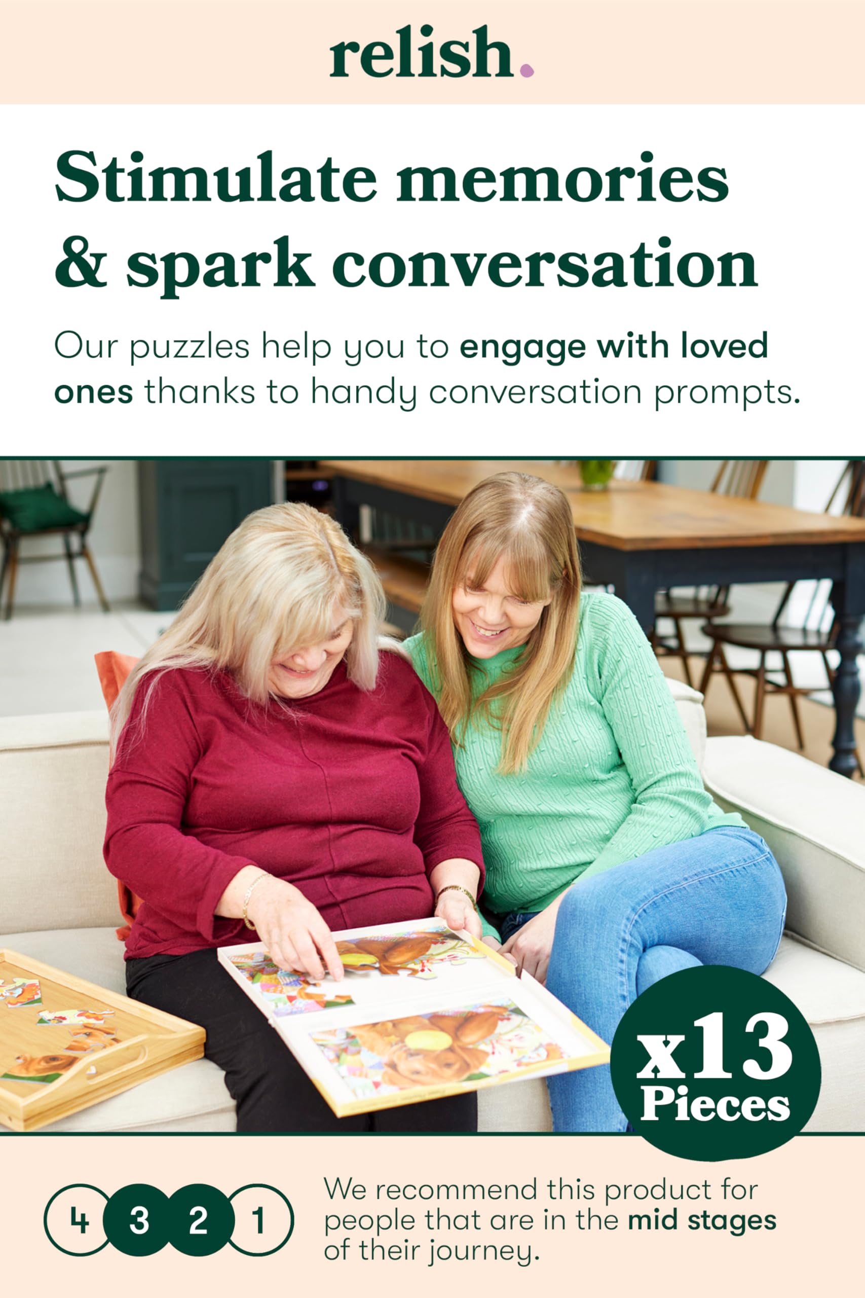 Relish Large Piece Puzzles for Seniors, 13 Piece Prized Possession Jigsaw Puzzle, Dementia Products for Elderly