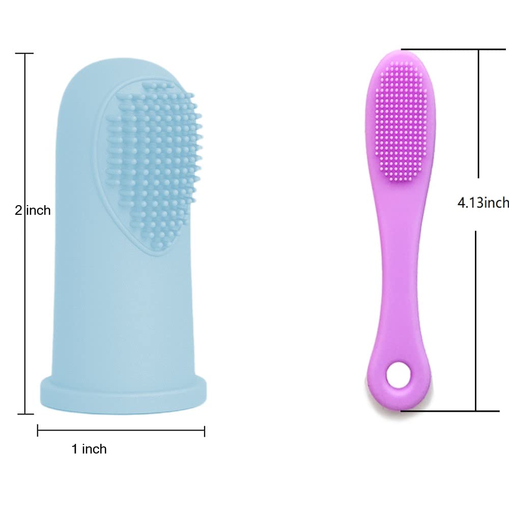 Dog Toothbrush Finger Toothbrush Set (4 Pack, with Dog Eye tears Black Chin Cleaning Tool) , Silicone Toothbrush,Soft bristles, Easy to Clean Teeth, Suitable for Dogs, Cats and Pets to use