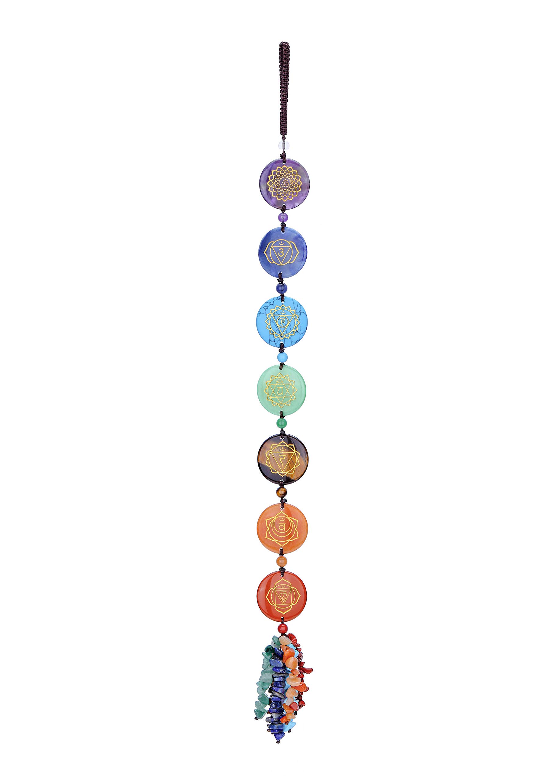 CrystalTears Chakra Stones Crystal Hanging Ornament Reiki Healing Crystals Tassel Car Hanging Accessories Gemstone Wall Window Hanger for Home Indoor Outdoor Decor Meditation Yoga