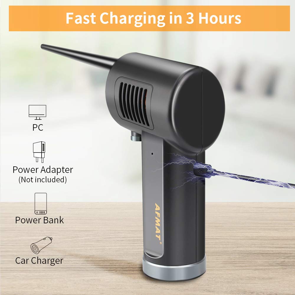 AFMAT Cordless Air Duster, Compressed Air Can for Computers, Rechargeable Air Duster for Computer, Electronic Air Duster for Computers, 6000mAh Reusable Keyboard Cleaner, 10W Fast Charging Air Blower