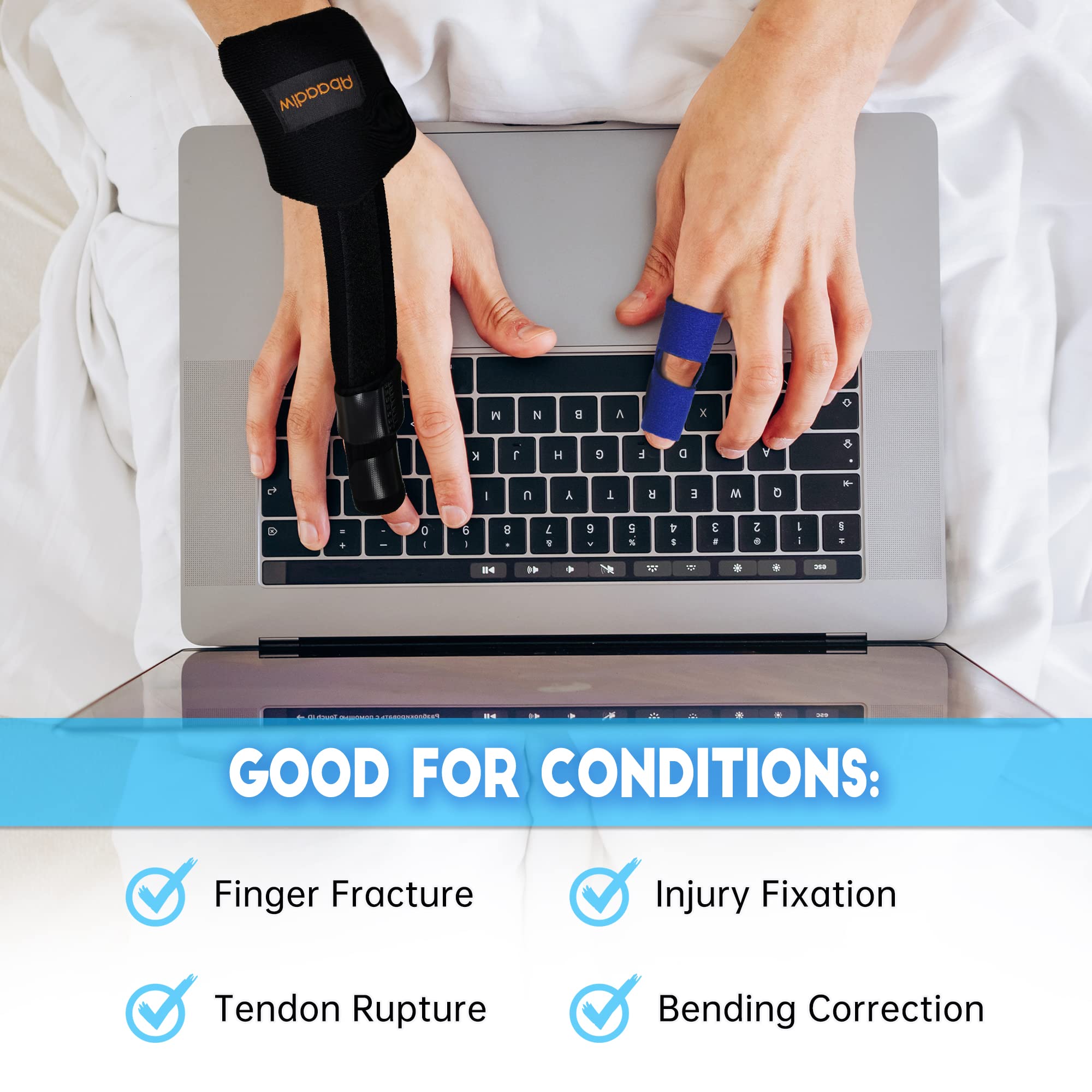 Abaadlw Triggger Finger Splint, Adjustable Lengthwise Finger Splints for Trigger Finger 2Pcs, Bendable Mallet Finger Splint, Finger Splints for Broken Finger, Finger Splints for Arthritis Relief, Trigger Finger Solution (S/M)