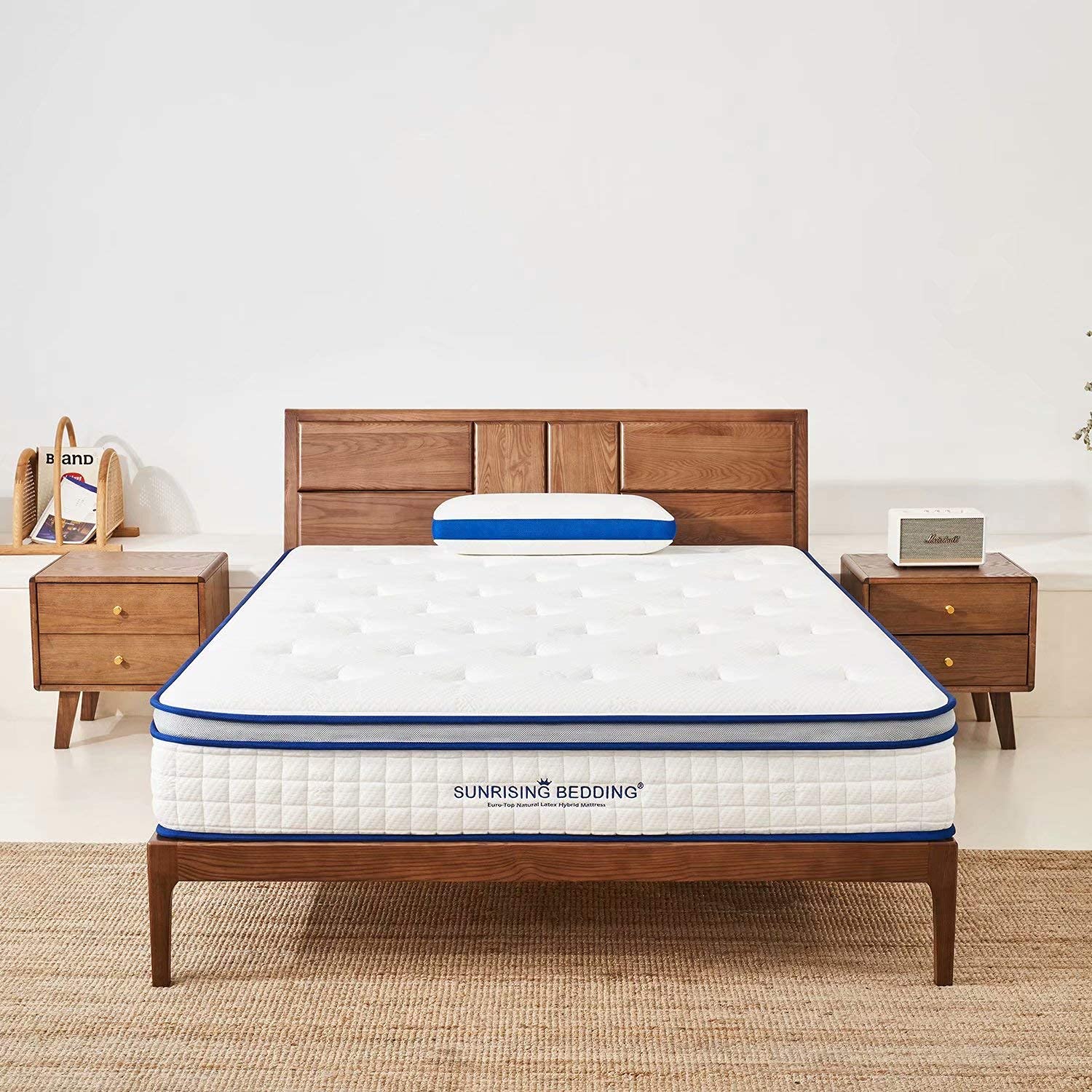 California King Mattress Latex Mattress, 8 Inch Hybrid Mattress in a Box with Gel Memory Foam, Natural Mattress Individually Wrapped Pocket Coils Mattress, Pressure Relief, Medium Firm Support