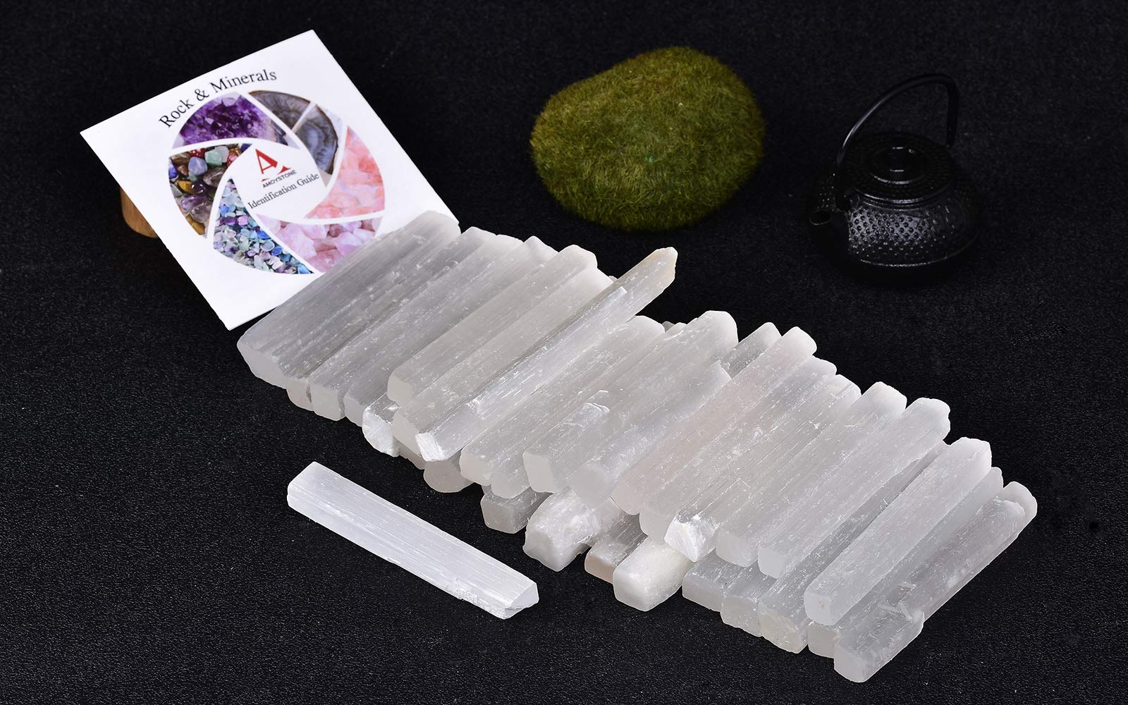 AMOYSTONE 2.2Lbs Selenite Sticks Bulk 3"-3.9" Selenite Crystal Bulk Wands for Healing, Reiki, Chakra, Good Vibes, Protection Grids, Positive Energy
