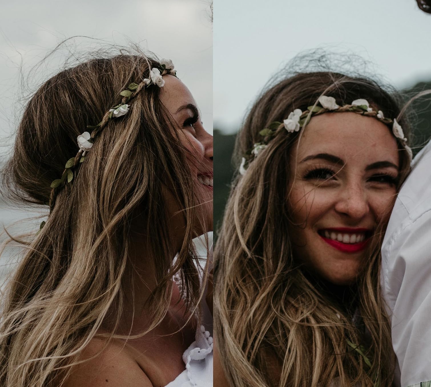 DDazzling Flower Crown Floral Wreath Headband Floral Garland Headbands photo props (Ivory)