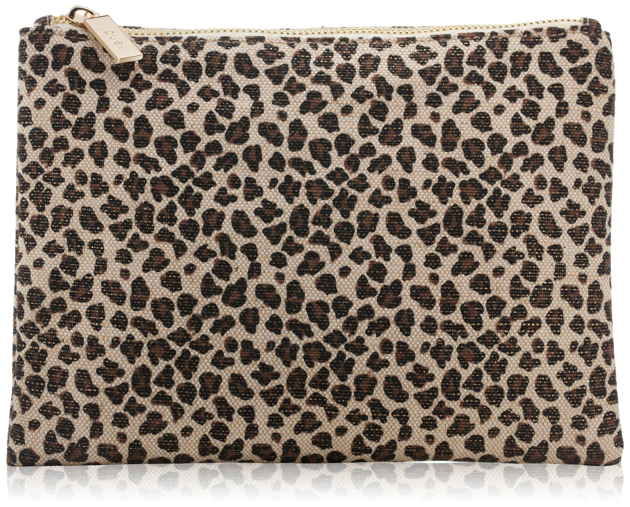 Jouer Leopard It Bag | Versatile Cosmetic Bag | Portable Travel Purse | Top Zipper Closure | Leopard Print on Canvas | | Paraben, Glute, Cruelty Free | Vegan Friendly