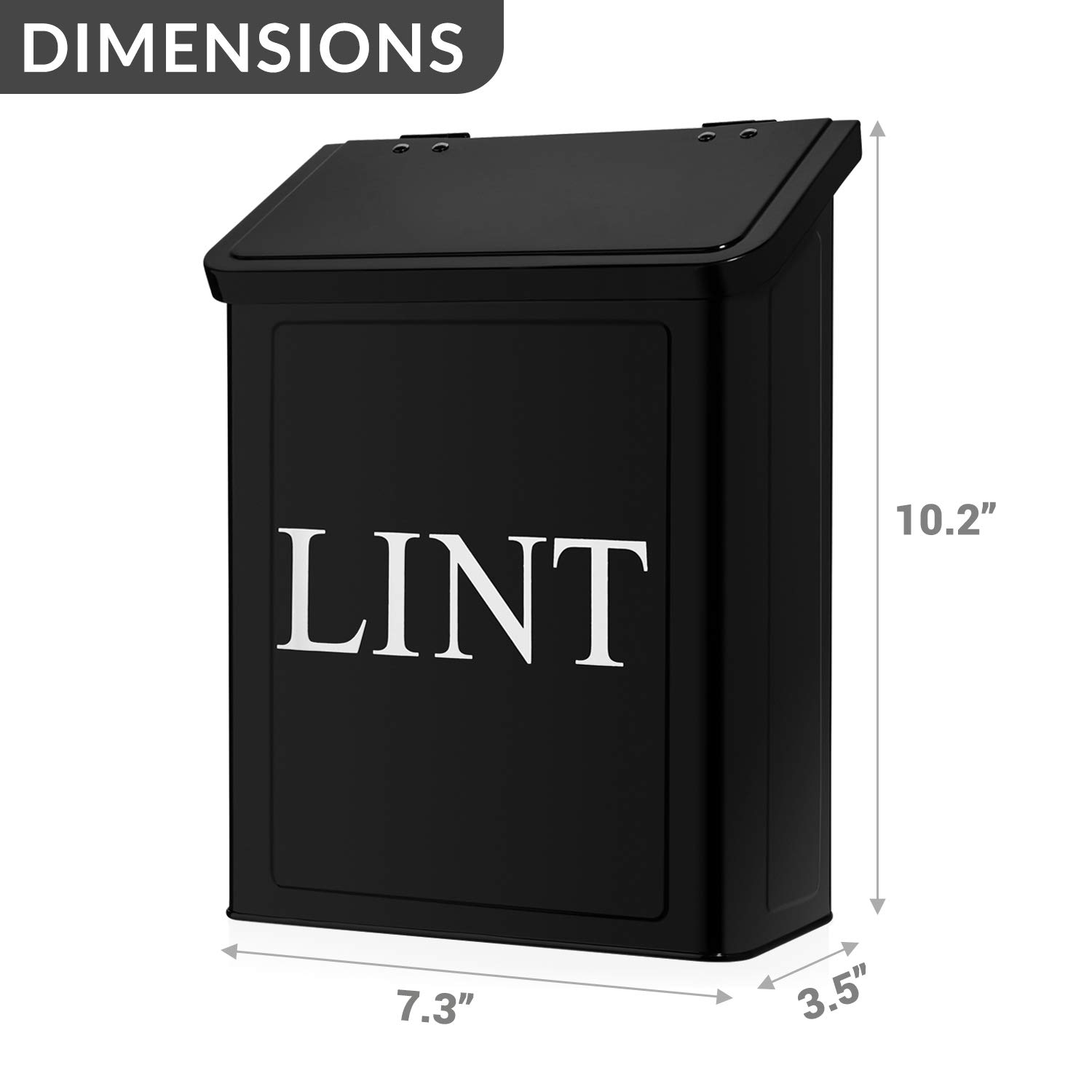Calindiana Modern Farmhouse Metal Magnetic Lint Bin for Laundry Room Decor and Accessories with Lid and Laundry Room Organization and Storage Wall Mount Space Saving Washer and Dryer Trash Can (BLACK)