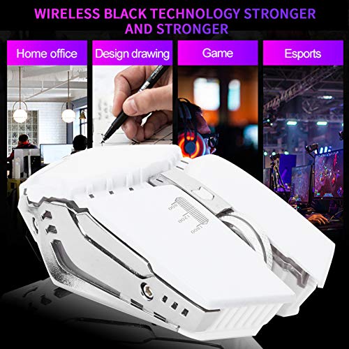 Kafuty-1 Wireless Gaming Mouse,Rechargeable USB Optical Mouse with 6 Buttons,7-Color LED Ergonomic Computer Gaming Mice,Adjustable DPI for Game Players(#3)