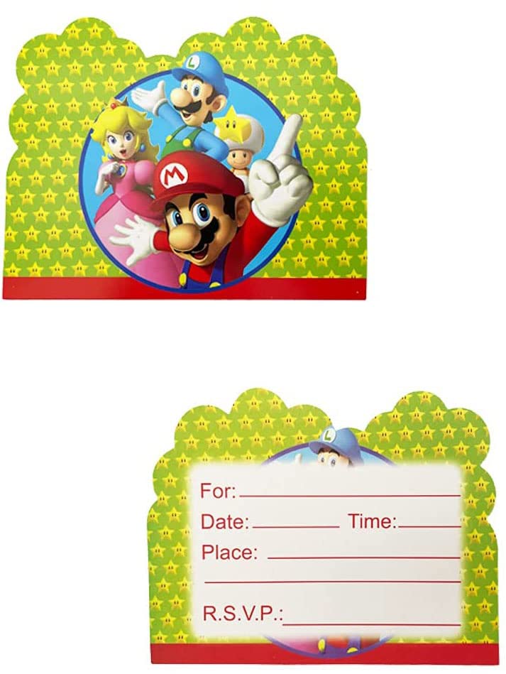 GYSIXGAOSU Mario Birthday Invitation Cards 20Packs Mario Invitation Cards for Kids Mario Birthday Party Supplies