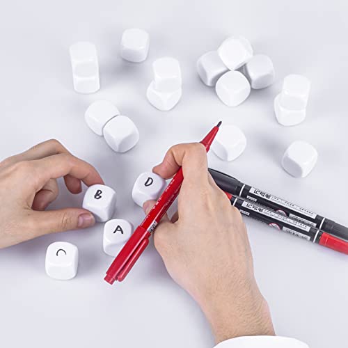 kaiheng 22mm Acrylic Dice with Smoothed Surface Six Sided Dice with Rounded Corner Blank White Dice Cubes for Board Games, DIY Sticker, Math Counting Teaching, Party Fun 20PCS