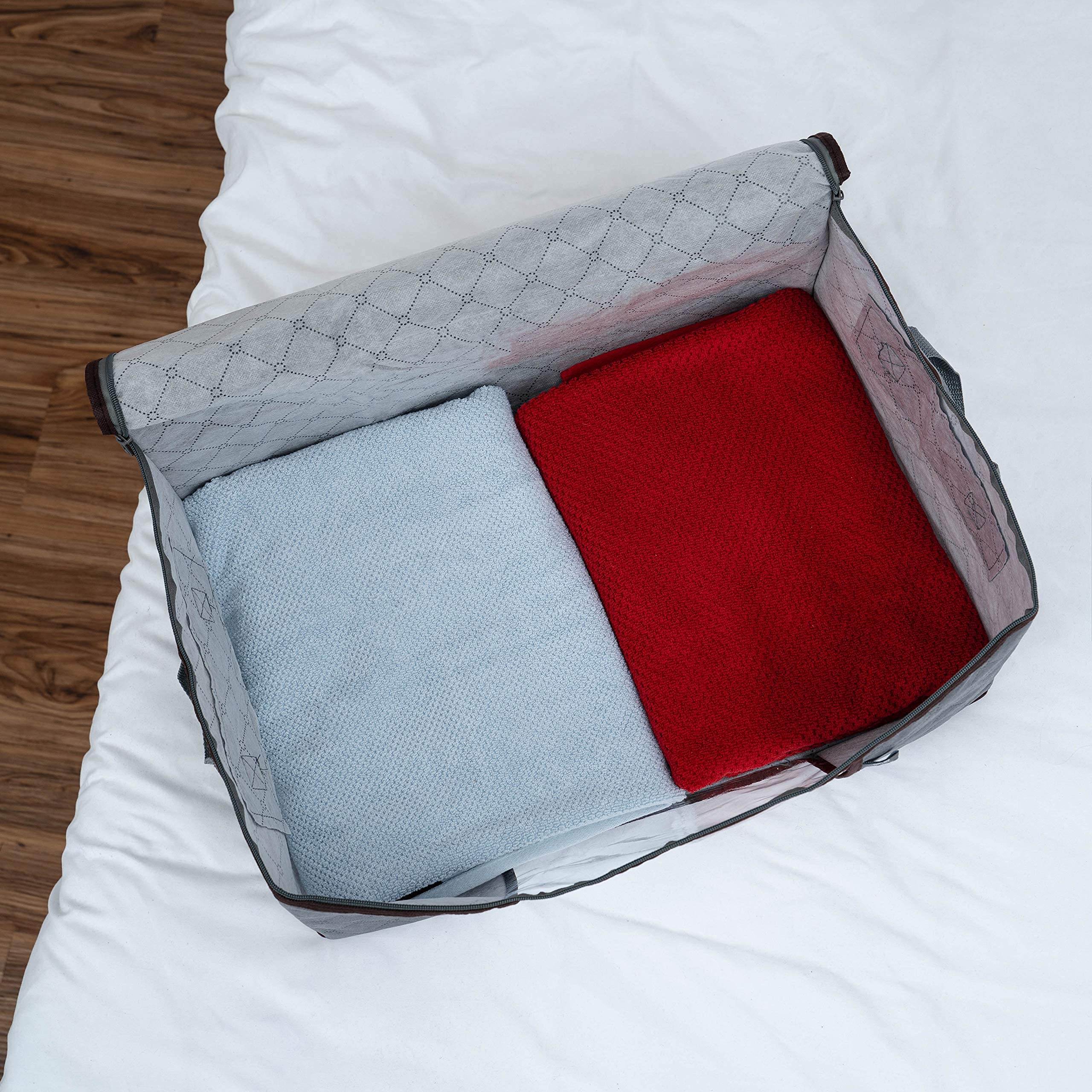 VENO 7 Packs Clothes Storage Bag Organizer, 4 Packs of Cloth Storage and 3 Packs of Tall Blanket Storage
