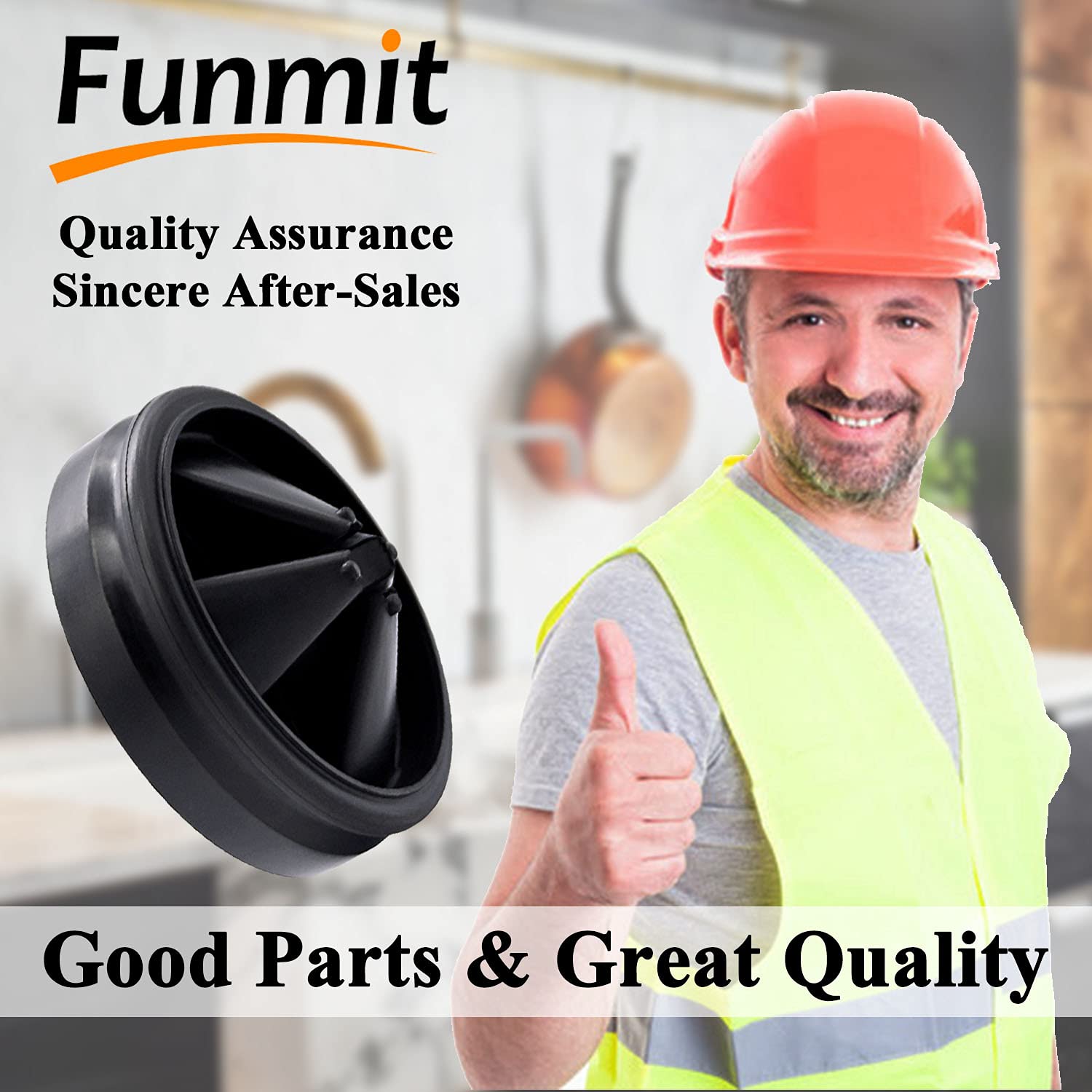 Garbage Disposal Splash Guards 3 3/8" Sink Baffle QCB-AM Replacement for InSinkErator Evolution Series, Upgraded Removable Quiet Collar Drain Plugs, Garbage Disposer Accessories, Black