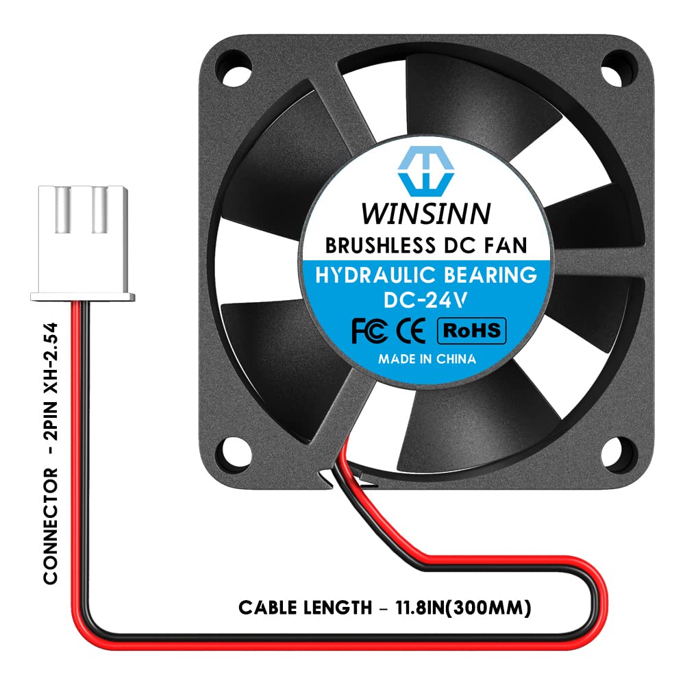 WINSINN 30mm Fan 24V, 3D Printer Micro 24 Volt Fans 3010 Hydraulic Bearing, Brushless Cooling 30mmx10mm 2PIN (Pack of 5Pcs)