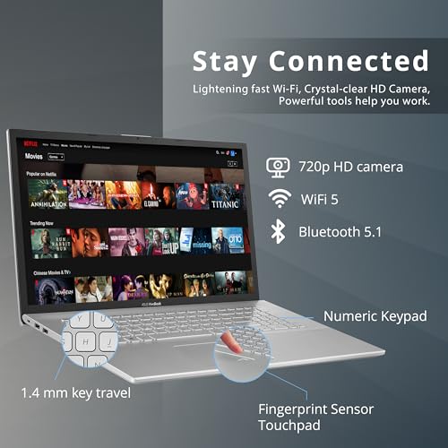 ASUS VivoBook 17 17.3" FHD Laptop, Intel Core i3-1115G4 Processor, 40GB DDR4, 2TB PCIe SSD, Intel HD Graphics, Bluetooth, Windows 11, Transparent Silver, 32GB Hotface USB Card