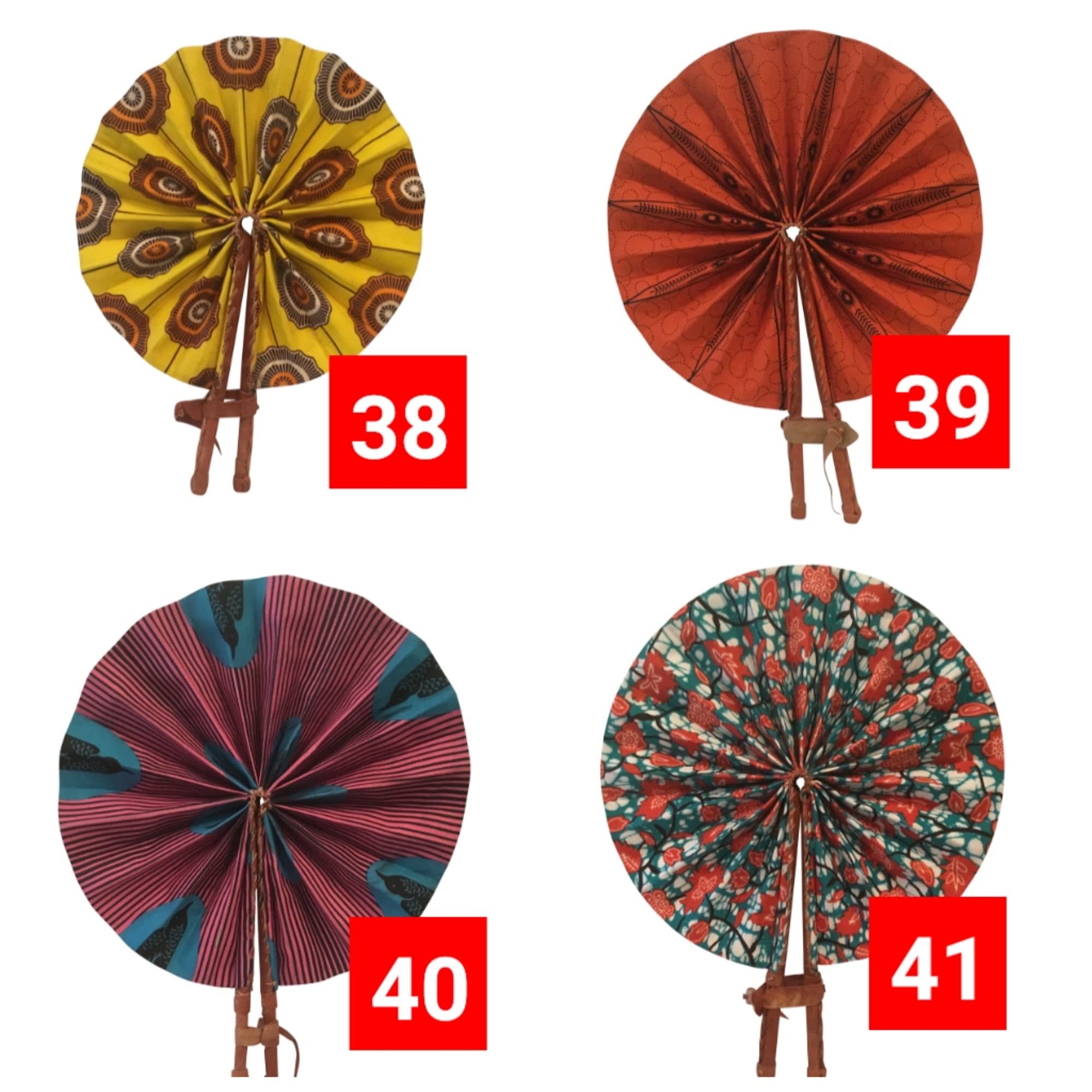African Folding Hand Fan 3 Pack Set #1